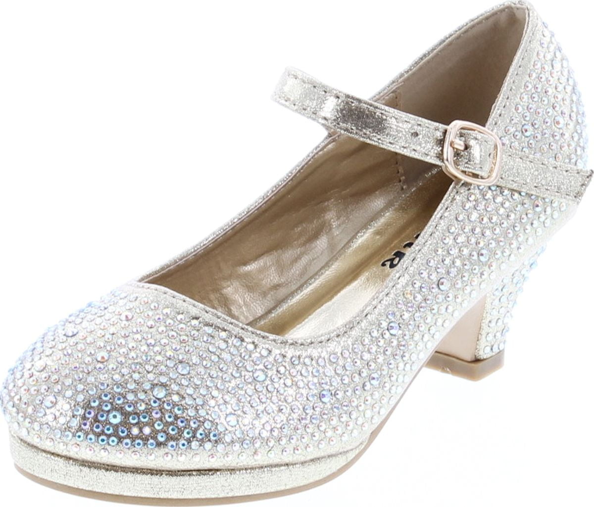 Link Girls Kids Dana-53K Rhinestone Heel Platform Dress Pumps - Walmart.com