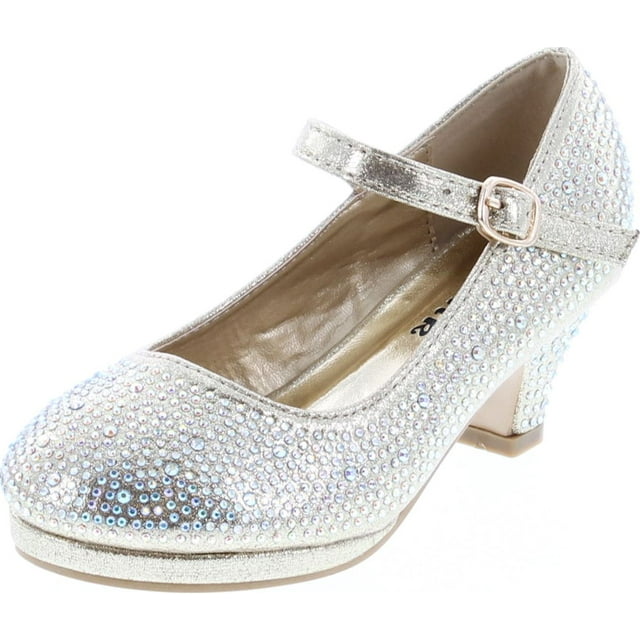Link Girls Kids Dana-53K Rhinestone Heel Platform Dress Pumps - Walmart.com