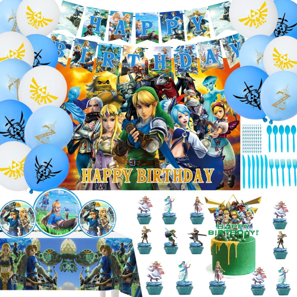 Link and Zelda Birthday Party Decorations - Happy Birthday Banner ...