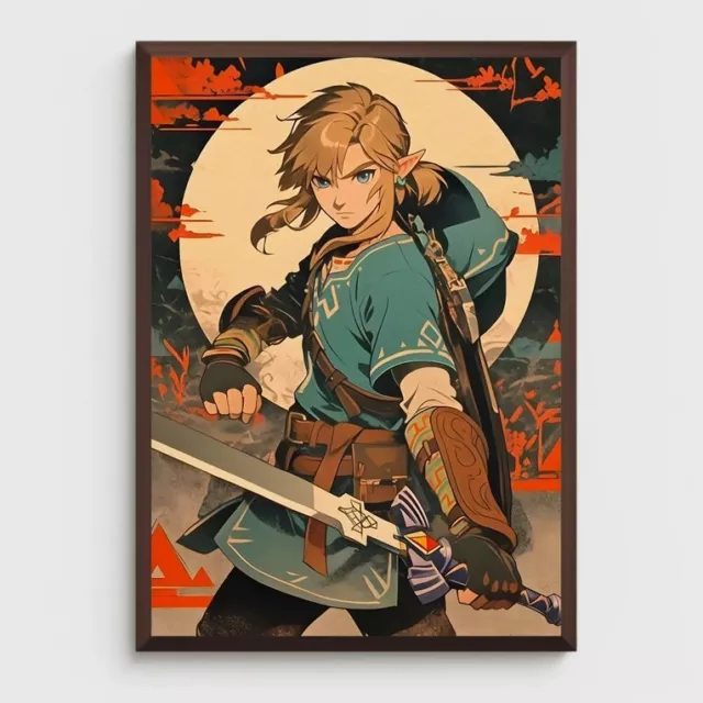 Link From Zelda Tears Of The Kingdom Poster , Japanese Tapestry, Botw ...