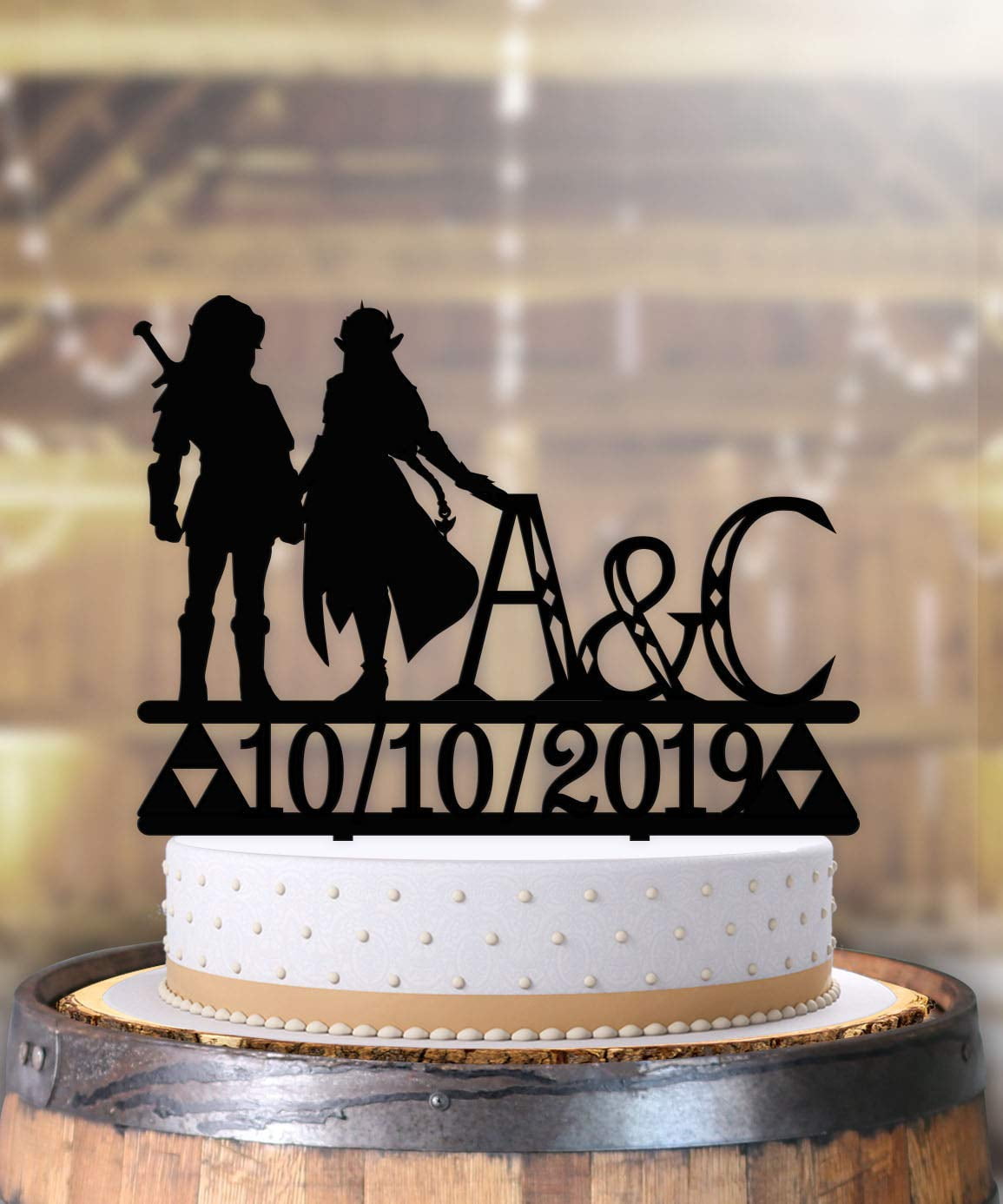 Link and Zelda Gamer Wedding Elf and Princess Personalized Cake Topper ...