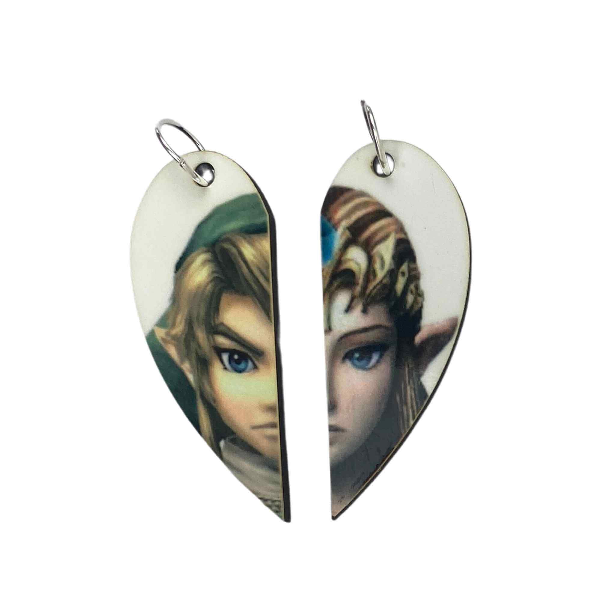 Link and Zelda Matching Heart Necklaces Keyrings or Earrings | Couples ...
