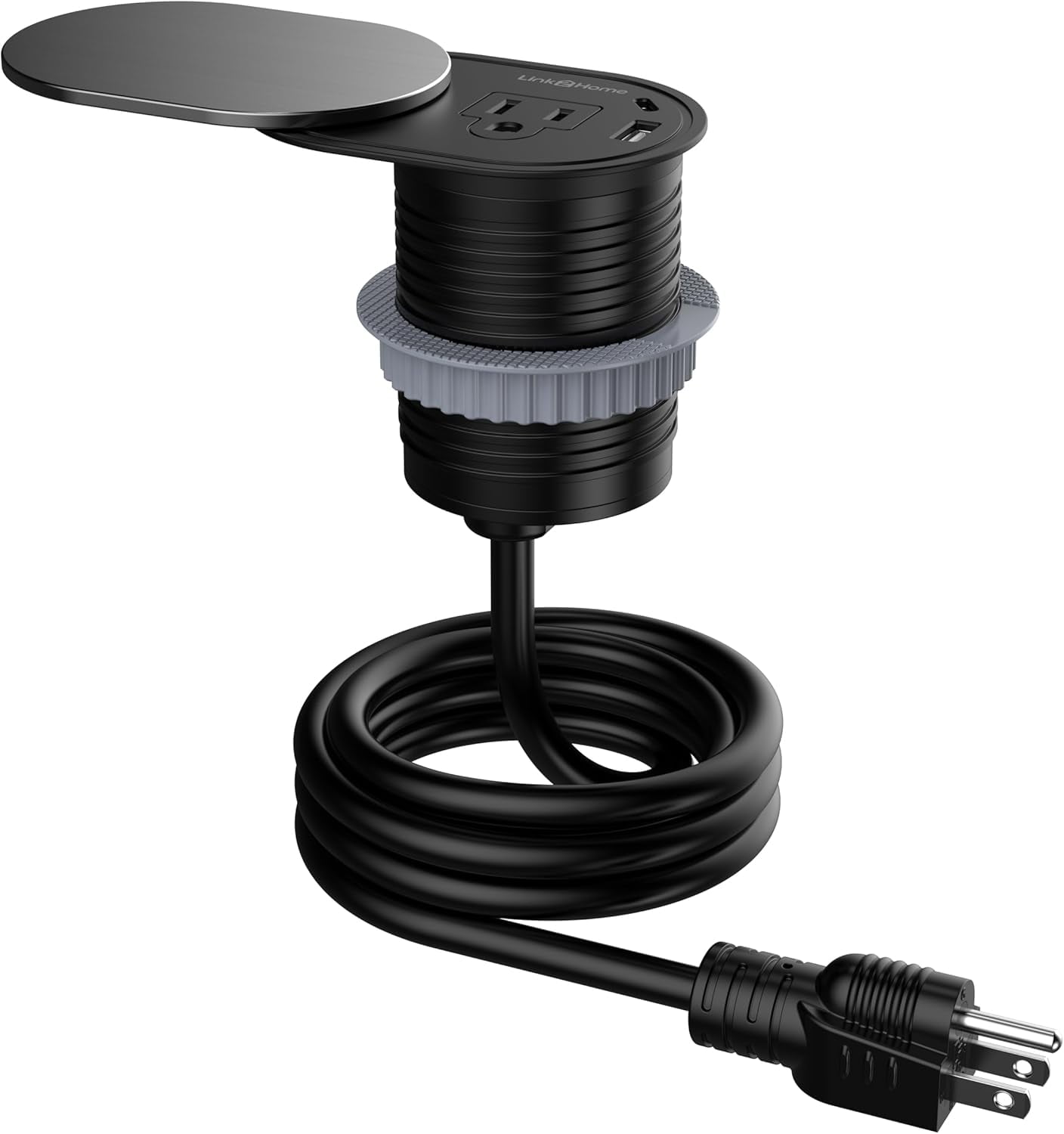 Link2Home Grommet Socket, 1 Outlet & USB Port, Stainless Steel ...