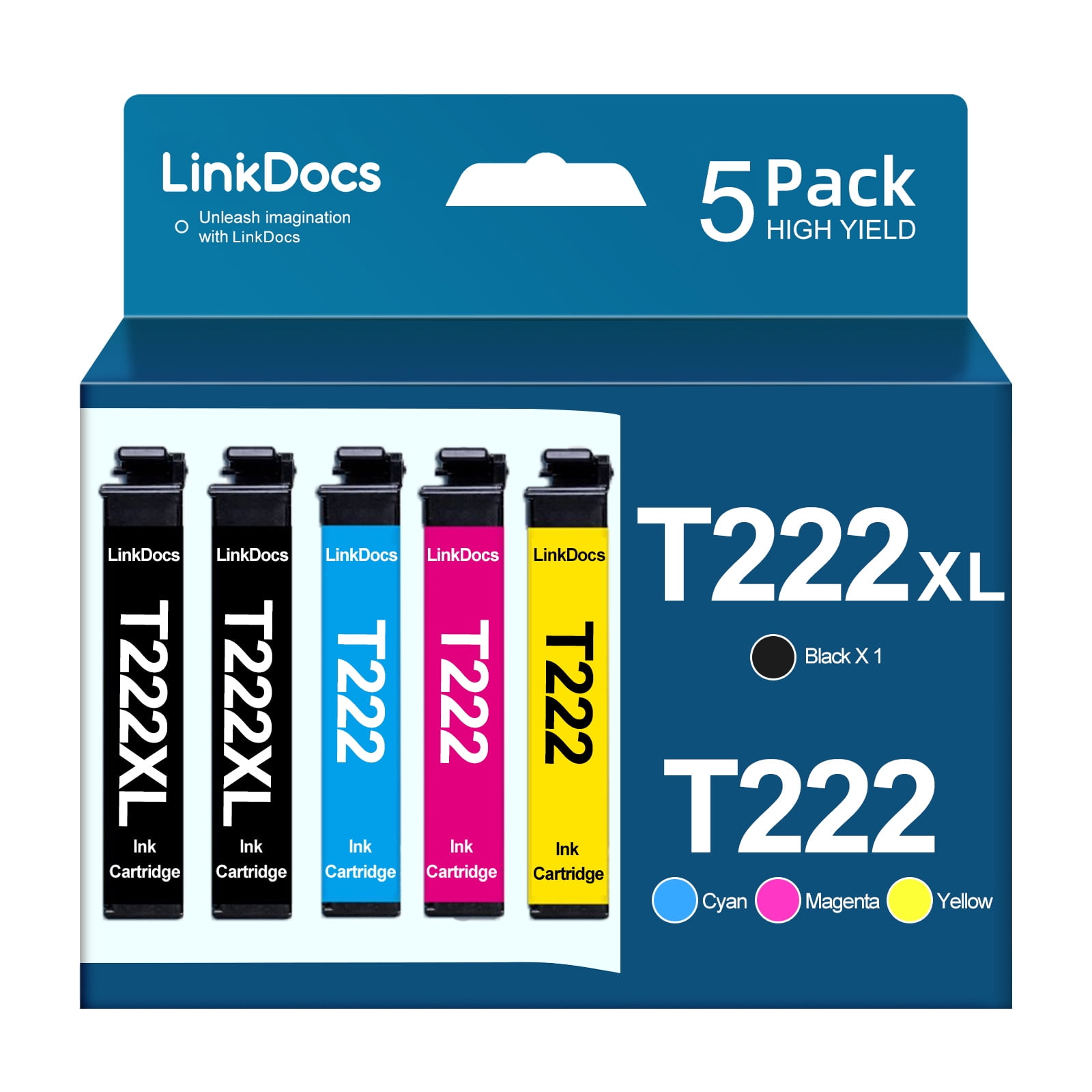 LinkDocs 222XL Ink Cartridge Replacement for Epson 222 Ink Cartridges ...