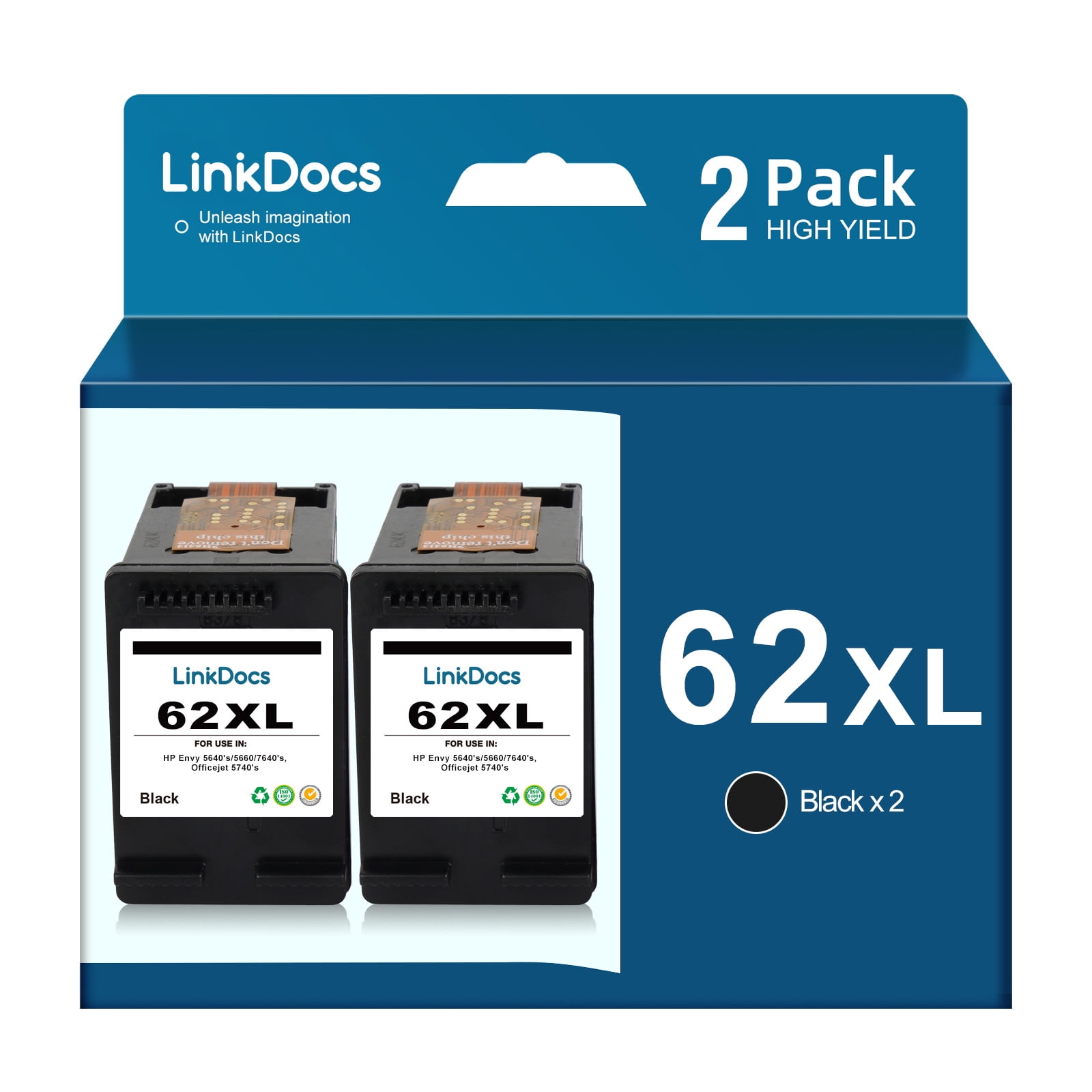 LinkDocs 62XL Replacement HP 62XL Ink Cartridges used with HP Envy 7640 ...