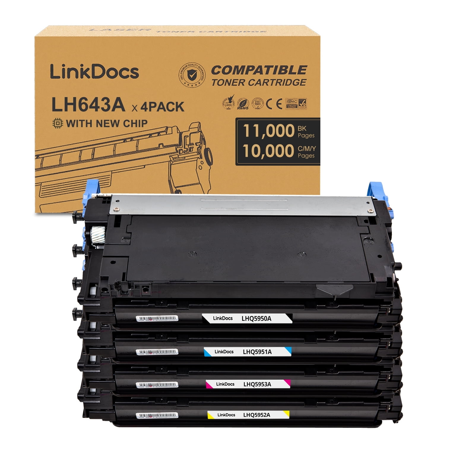 LinkDocs 643A Toner Cartridge Compatible for HP 643A Q5950A Q5951A ...