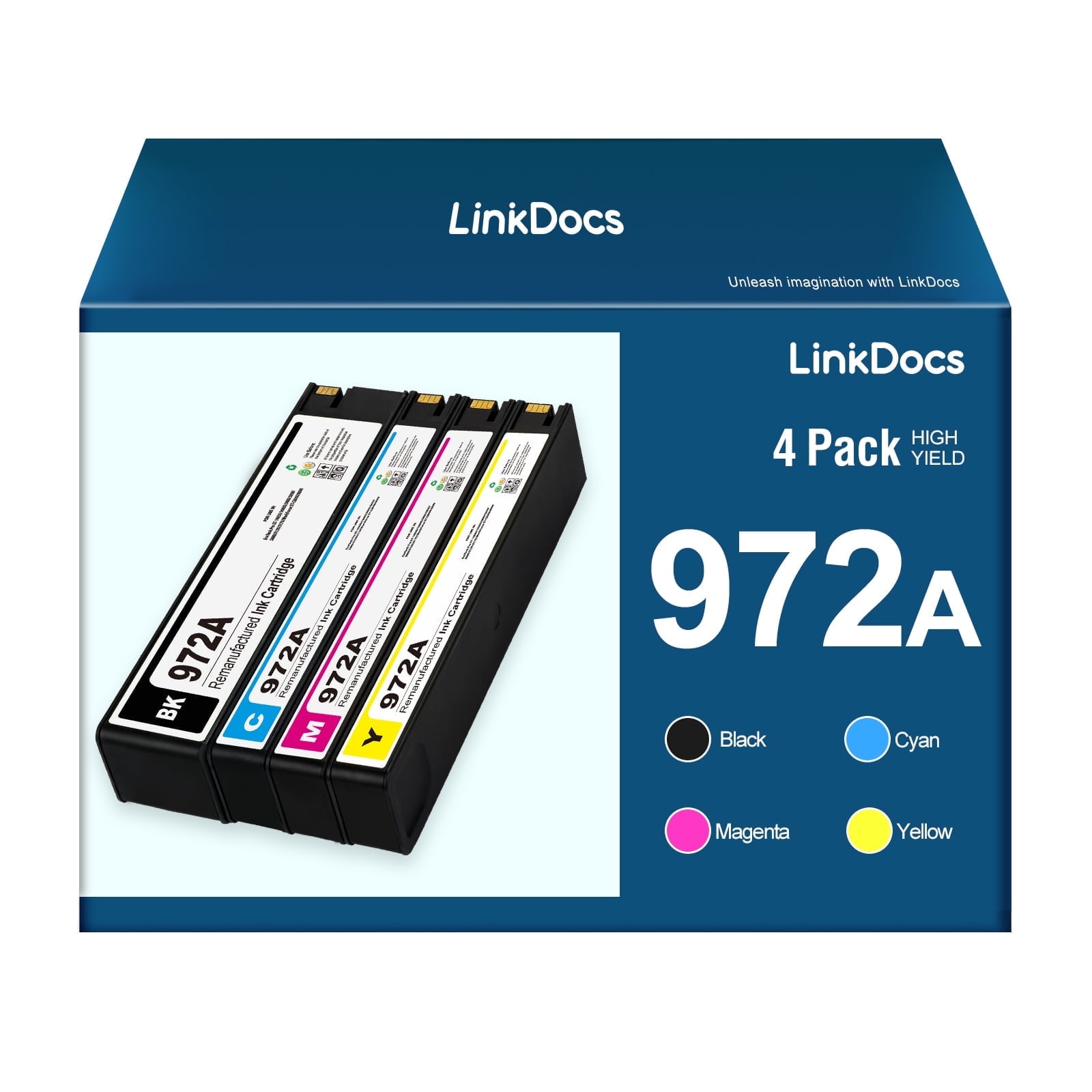 972A Compatible for HP 972A Ink Cartridges (4PACK) used with PageWide ...