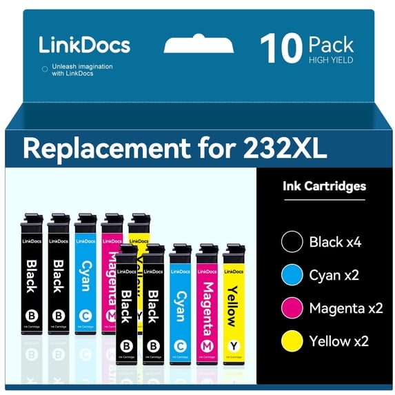 LinkDocs Ink Replacement for 232 XL Cartridge Replacement for Epson 232 ...