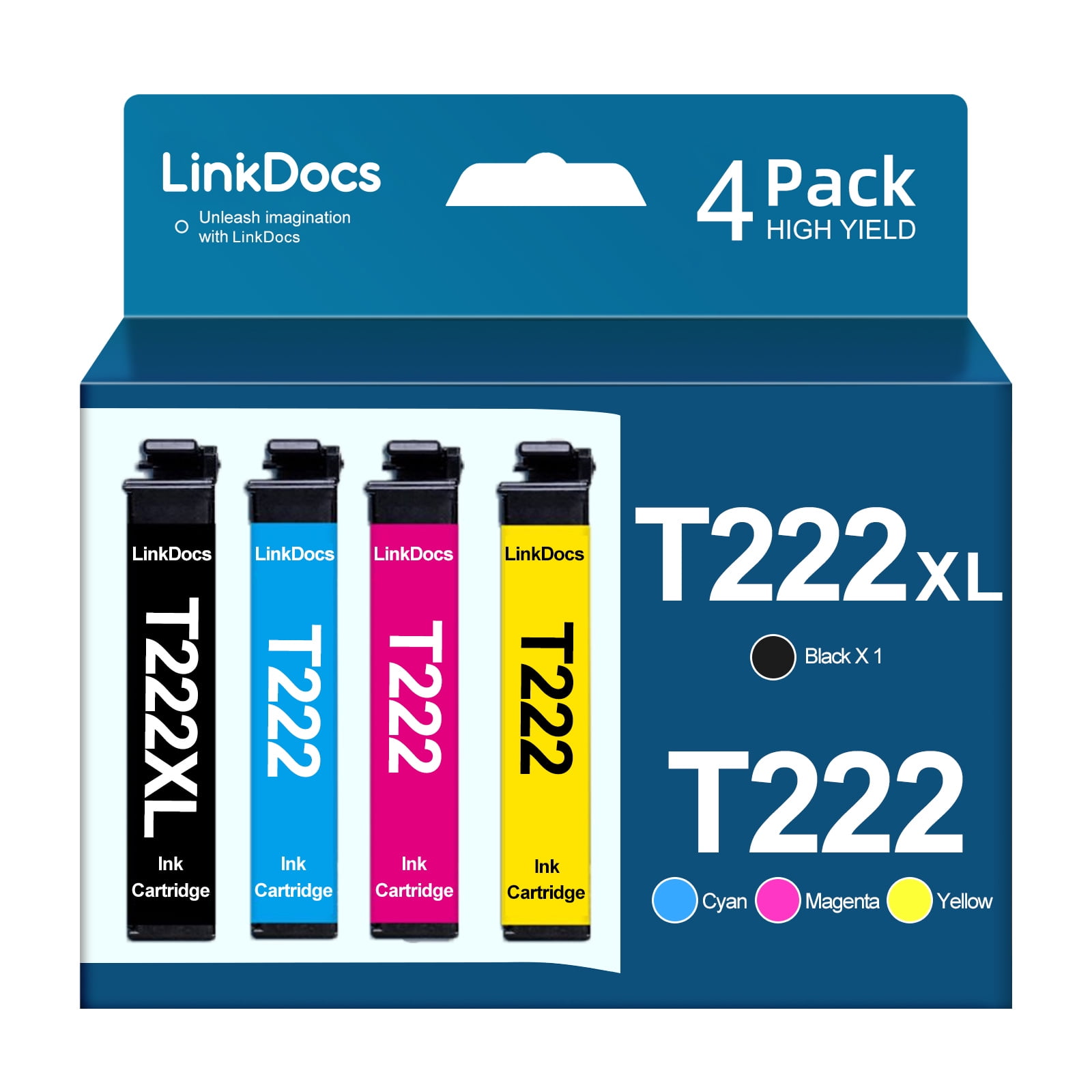 LinkDocs T222XL 222 Ink Cartridge Replacement for Epson 222XL T222 Ink ...