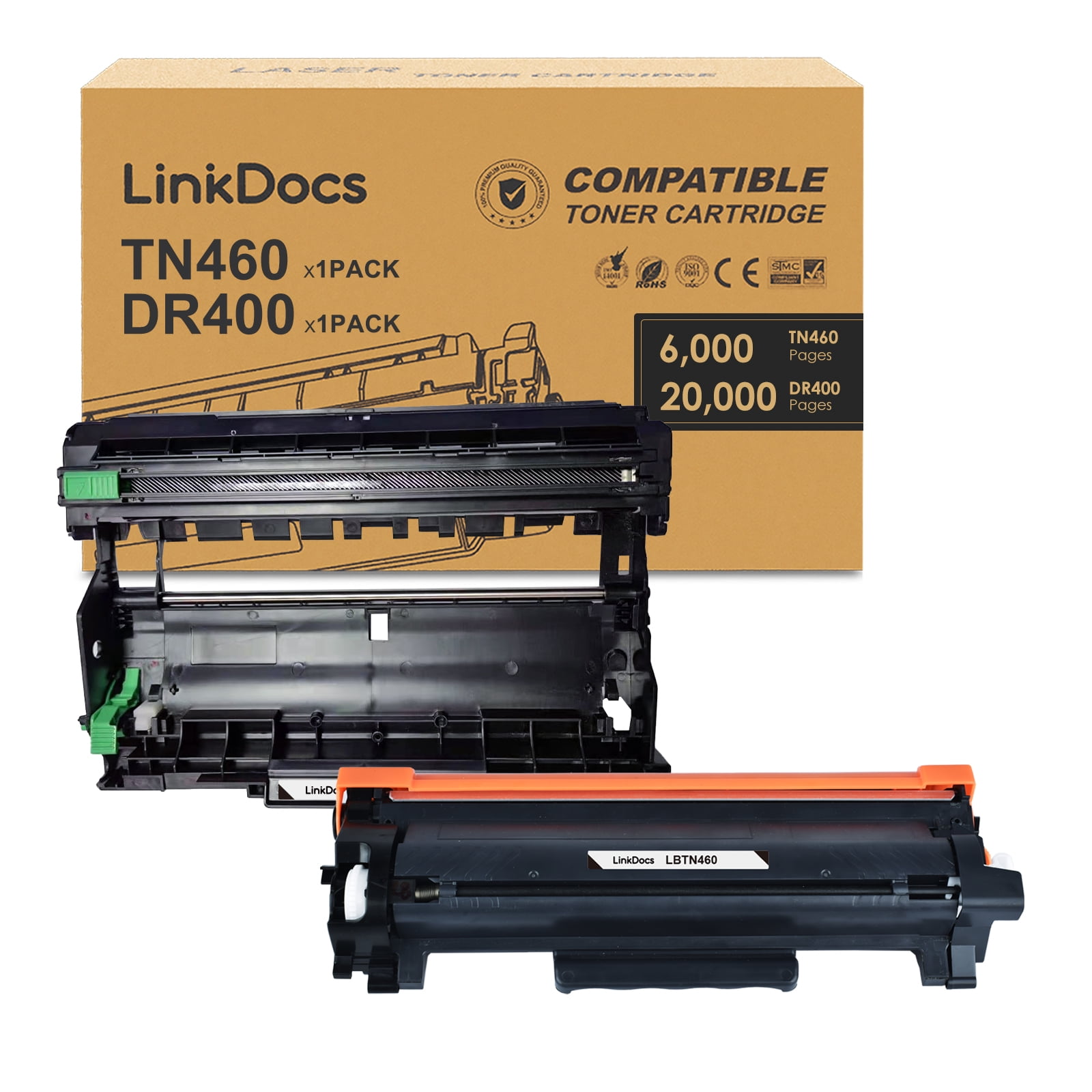 LinkDocs TN460 DR400 Toner Cartridge & Drum Unit Set Replacement for ...