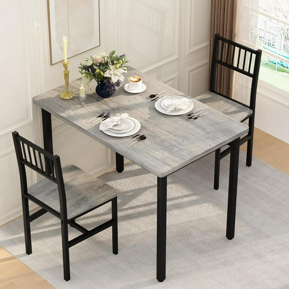 3Piece Dining Table Set For 2 Small Industrial Kitchen Table With 2 ...