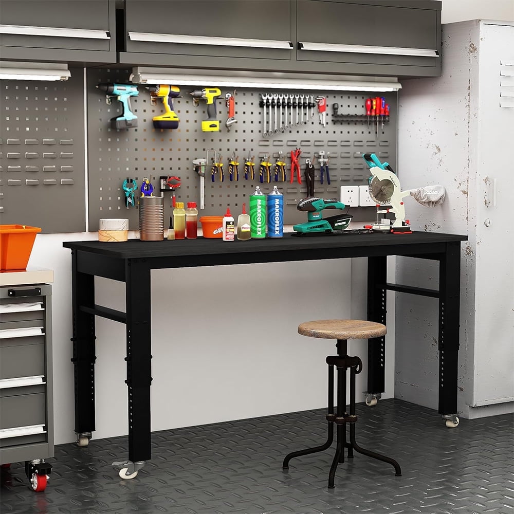 LinkRomat 47.2" Adjustable Workbench on Wheels, 2000 lbs Heavy Duty ...