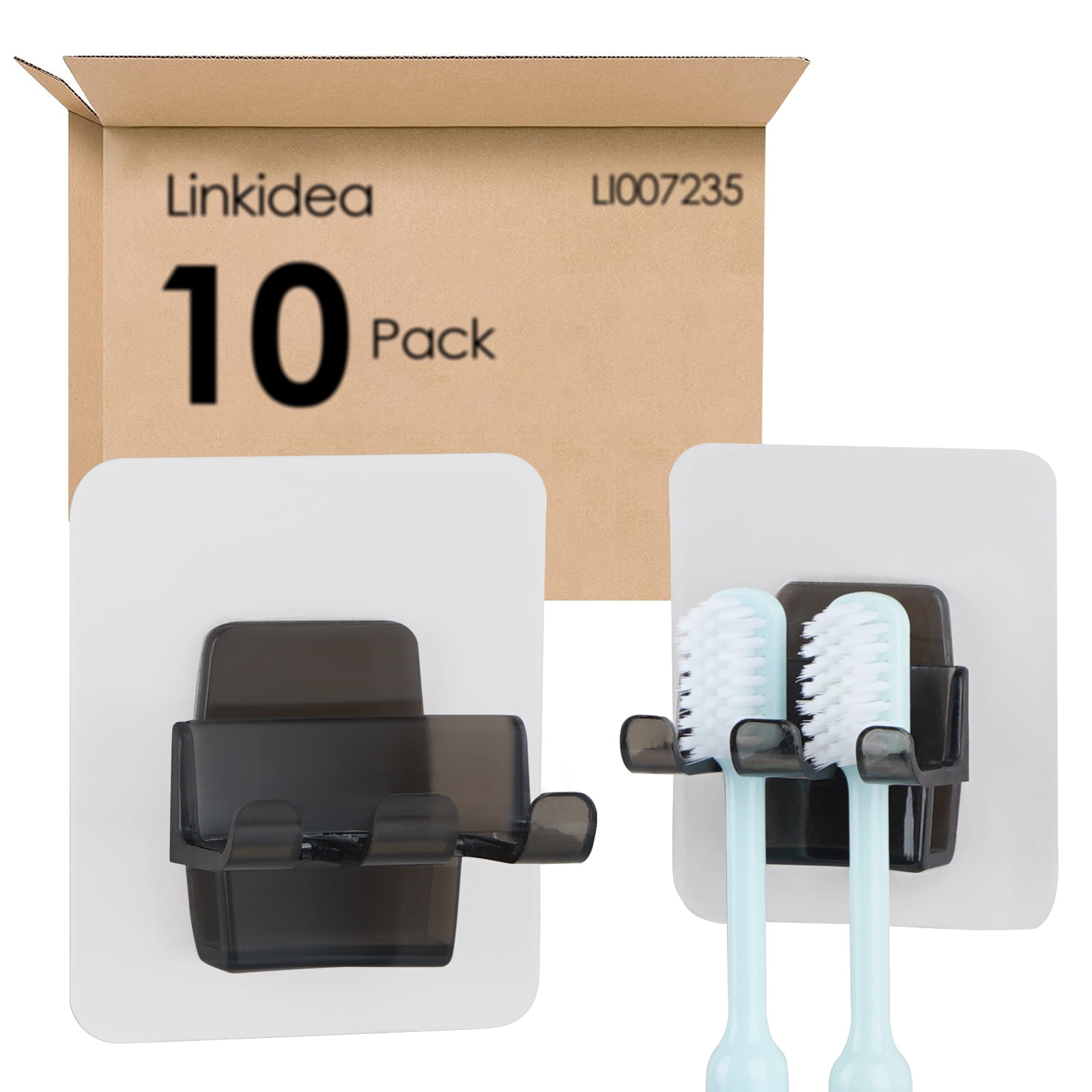 Linkidea 10 Pack Wall Mounted Toothbrush Holder, Punch-free Toothbrush ...