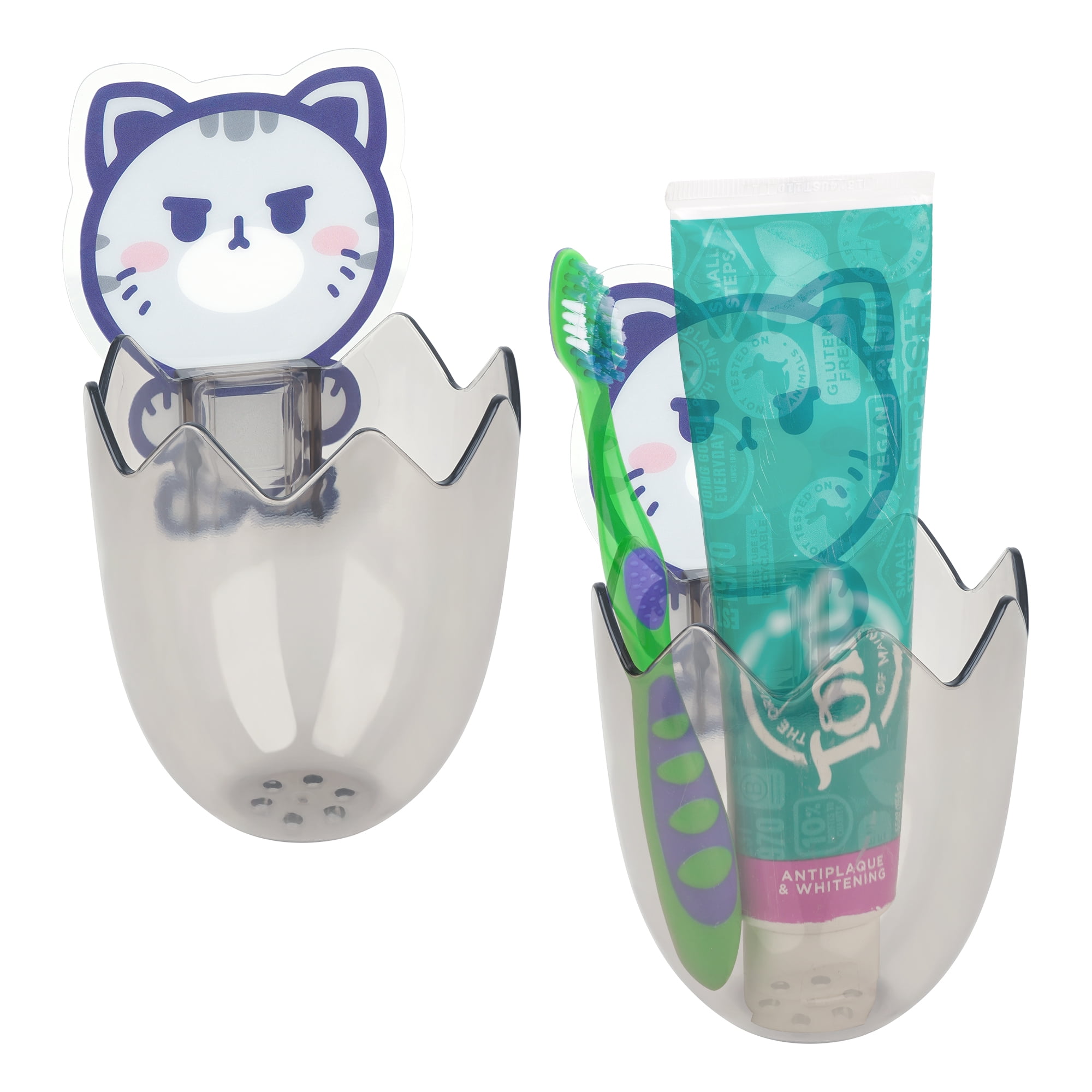 Linkidea 2 Pack Wall Mount Toothbrush Holder for Bathroom, Plastic Self ...