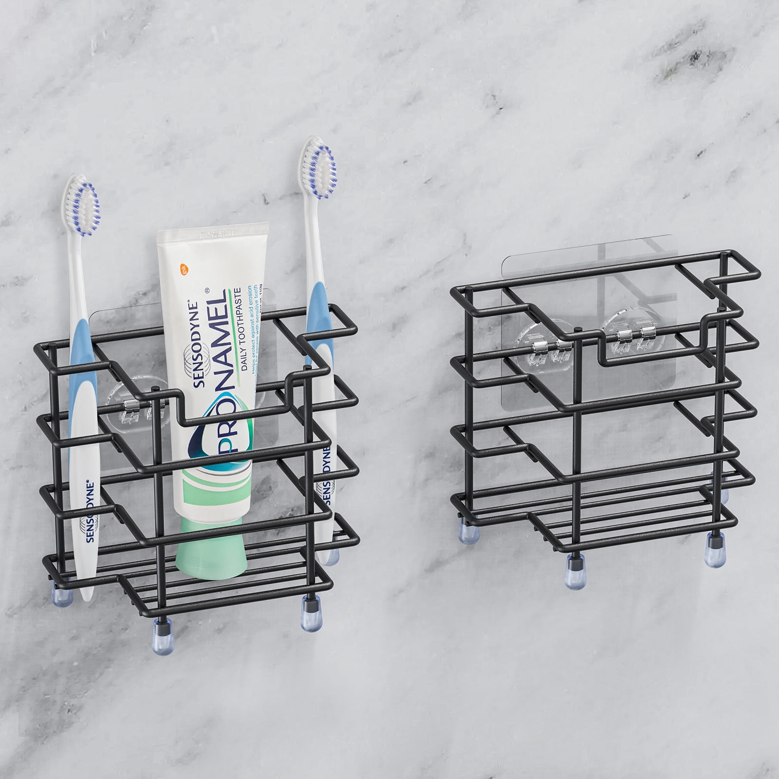 Linkidea 2 Packs Wall Mount Toothbrush Holder for Bathroom, Stainless ...