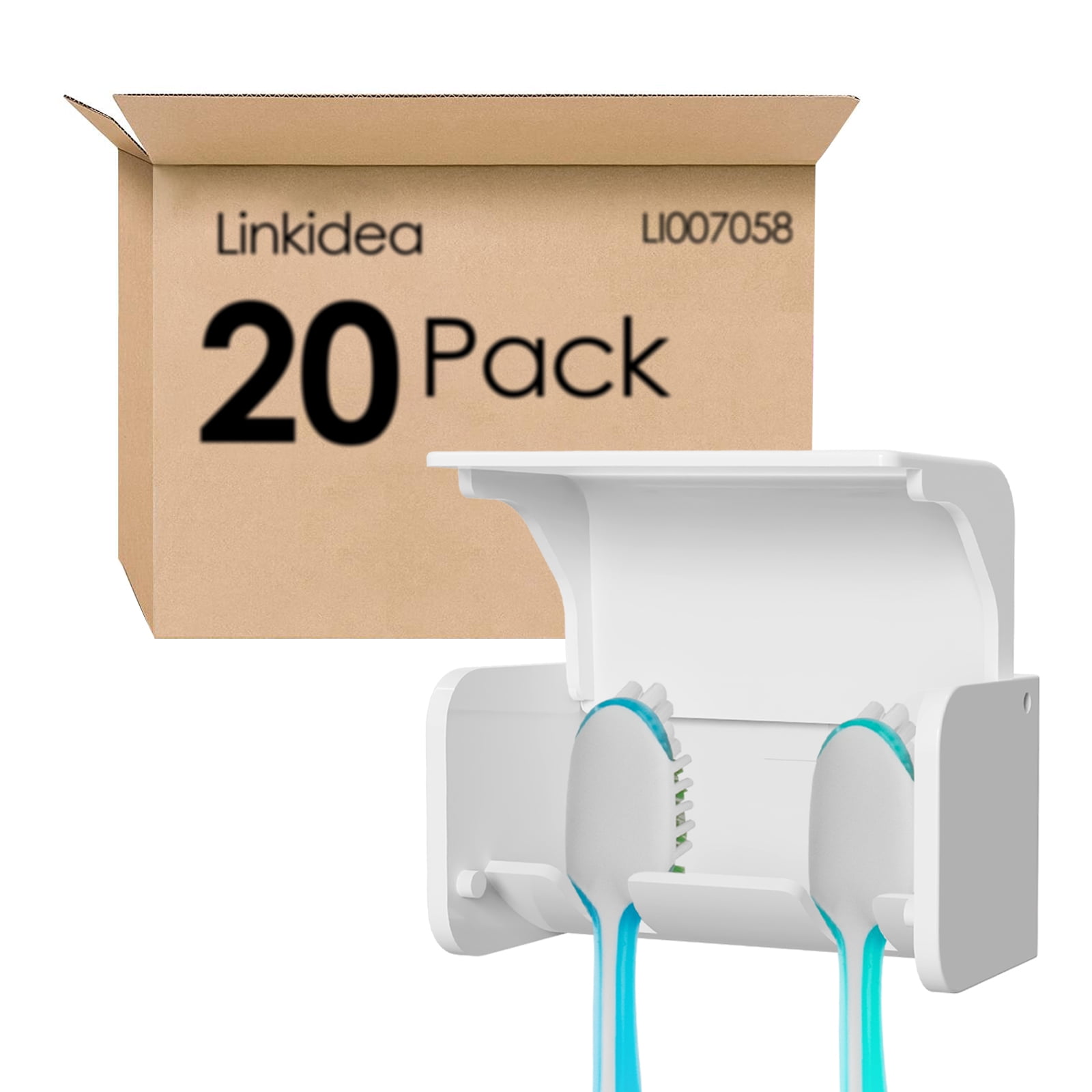 Linkidea 20 Pack Wall Mount Toothbrush Holder with Cover, Plastic Self ...