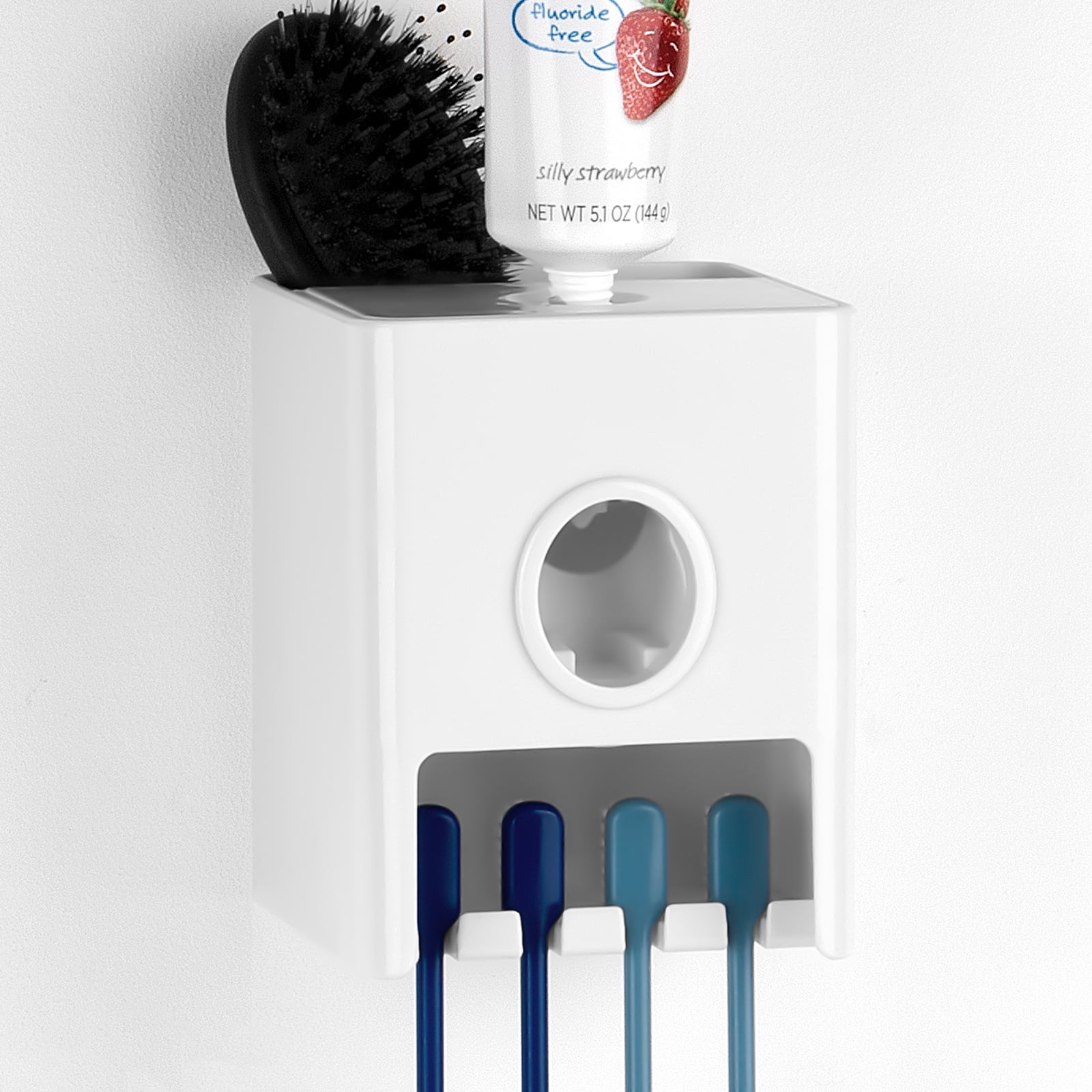 Linkidea Automatic Toothpaste Squeezing Dispenser with Toothbrush Holder and Compartment Storage ...