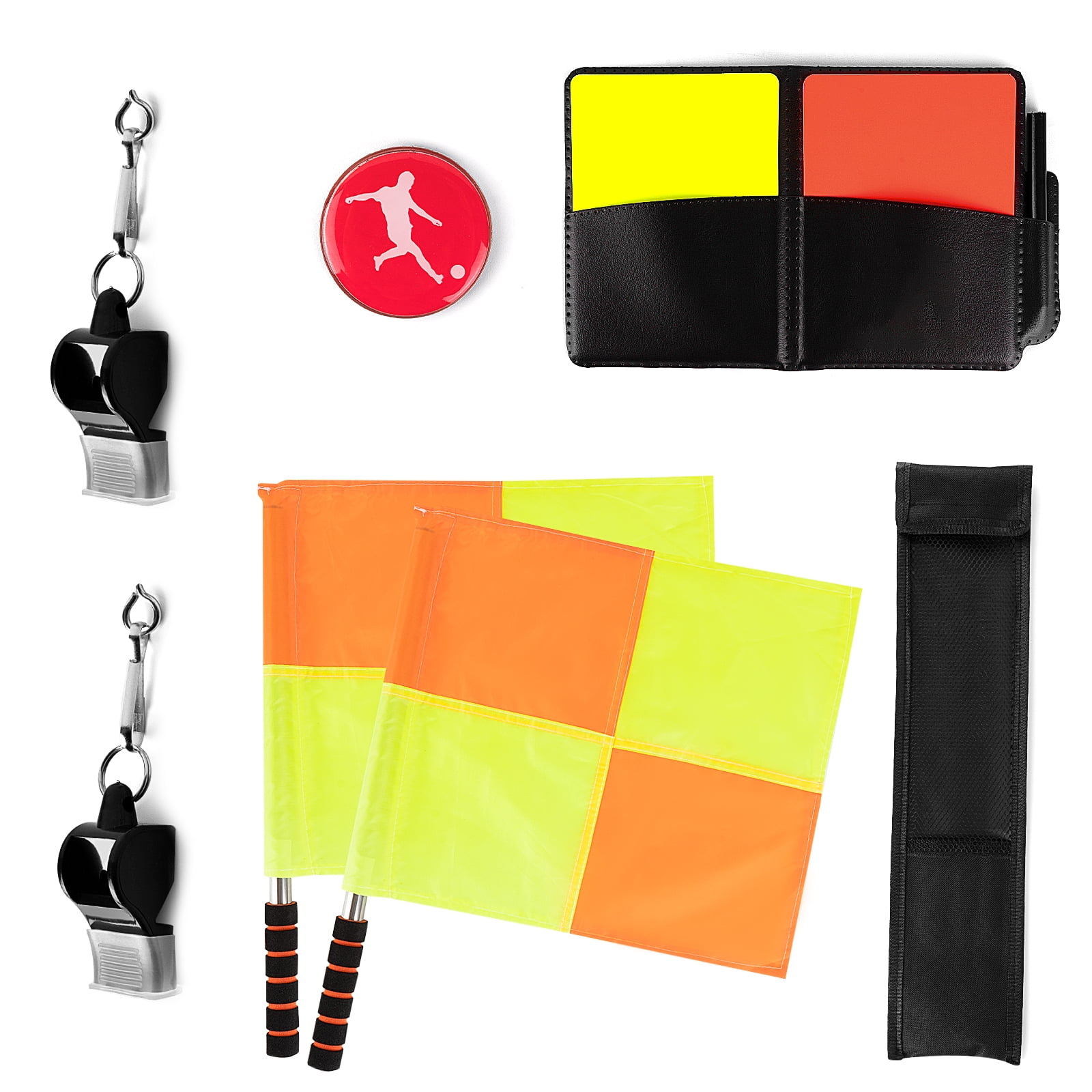 Linkidea Soccer Referee Starter Kit, Checkered Linesman Flags, Referee ...