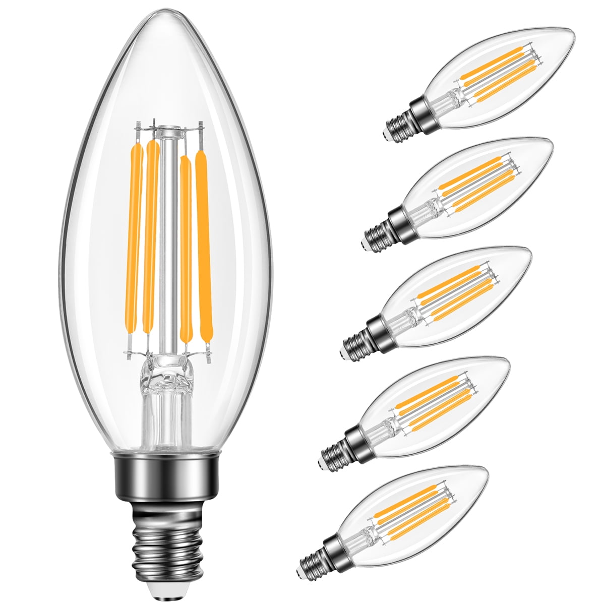Linkind LED E12 Candelabra Bulbs, B11 Dimmable, 4.5W Soft White 2700K ...