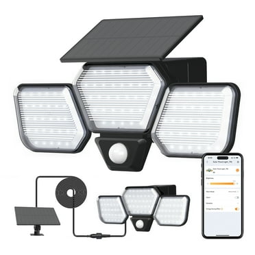 Claoner Solar Lights Outdoor, 106 LED 3000LM Solar Powered Motion Sensor Flood Lights with ...