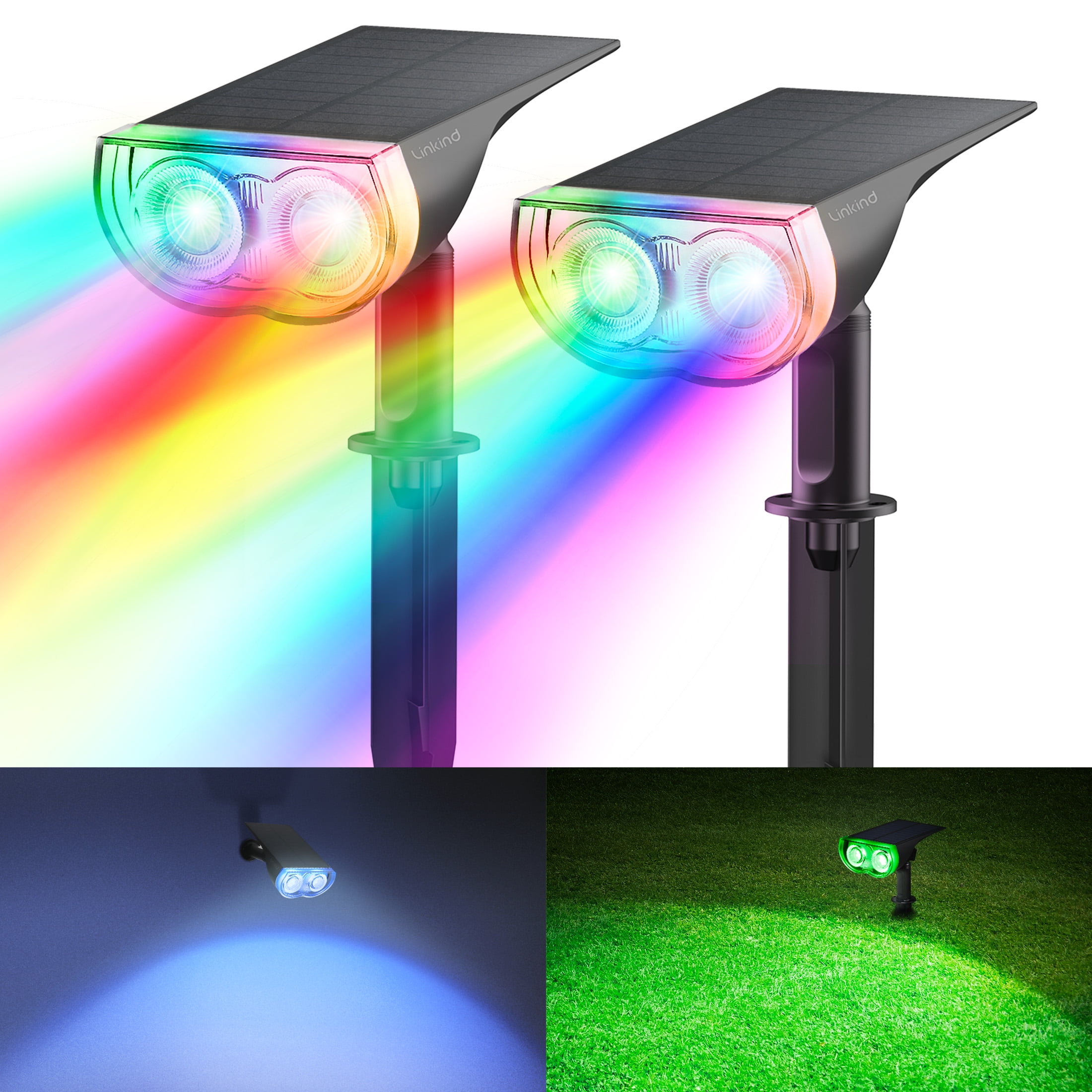 Linkind Solar Lights Outdoor, Color Changing, Multicolor LED Solar ...