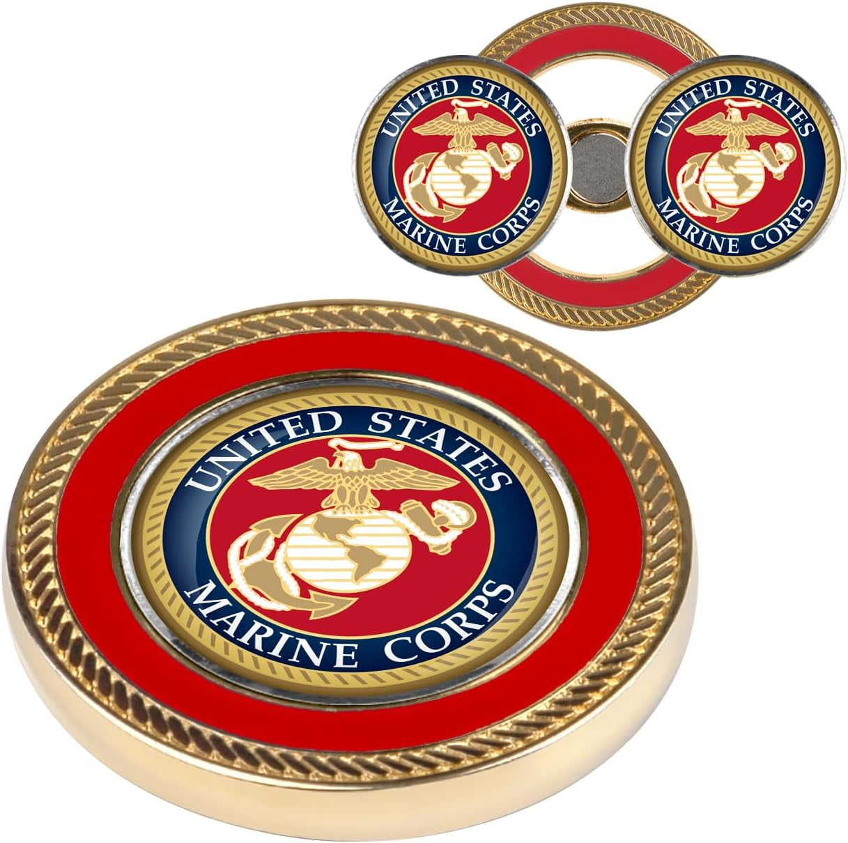 LinksWalker U.S. Marines Challenge Coin with 2 Magnetic Golf Ball ...