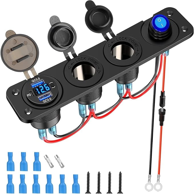 Linkstyle 99W 12V USB Outlet Socket Panel, Dual Quick Charge 3.0 USB ...
