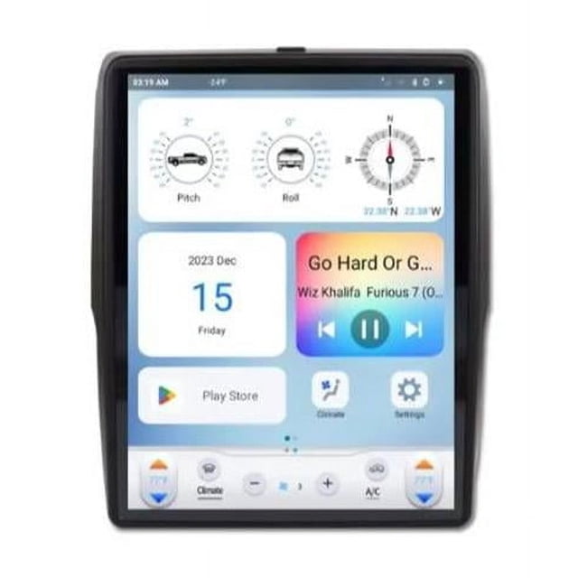 Linkswell 12.1 in. Gen VI T-Style Dodge Ram Pickup 2K HD Screen Radio ...