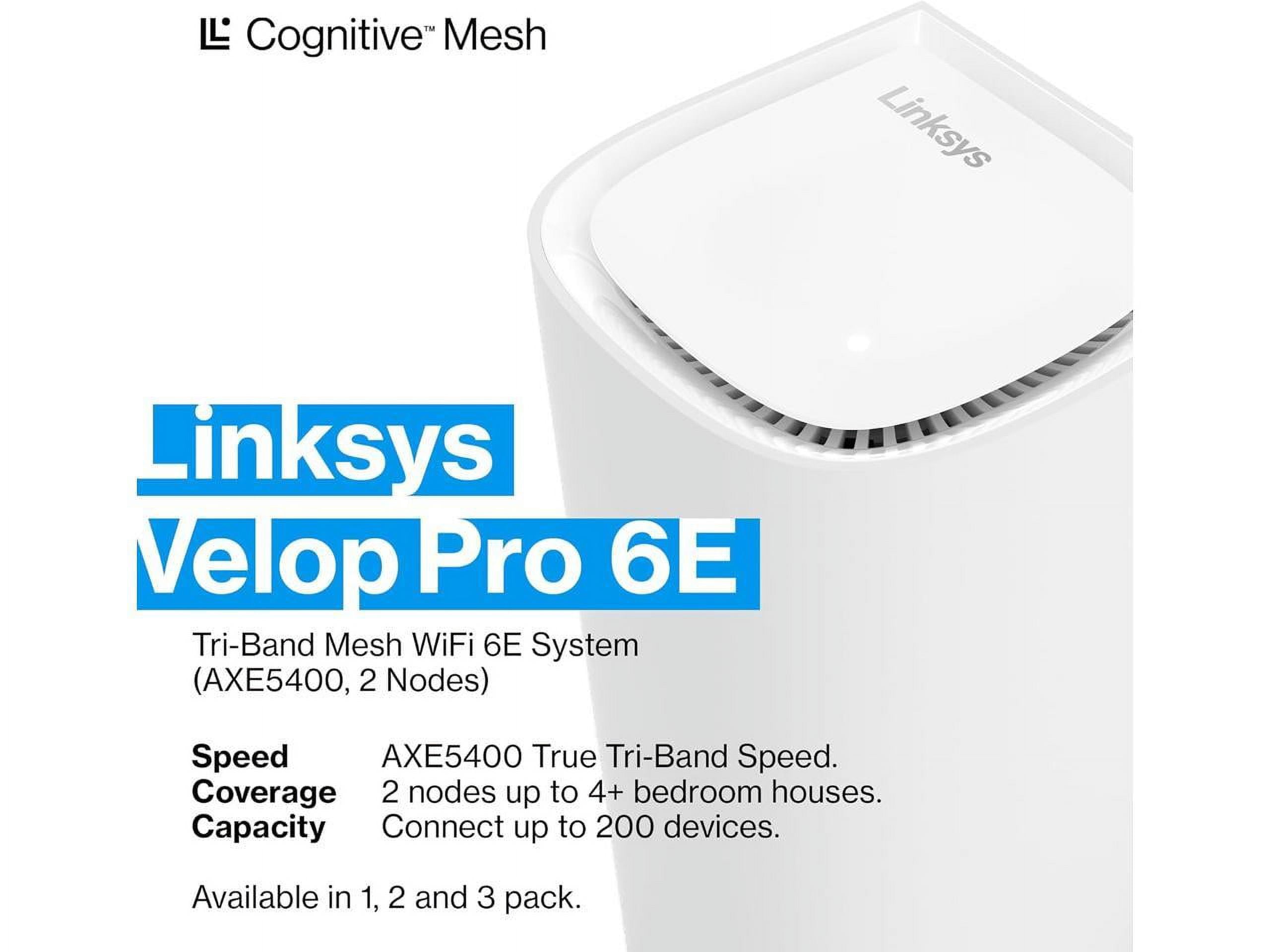 Linksys Velop Pro WiFi 6E Mesh System - 6 Ghz, 5.4 Gbps Speed, Coverage ...