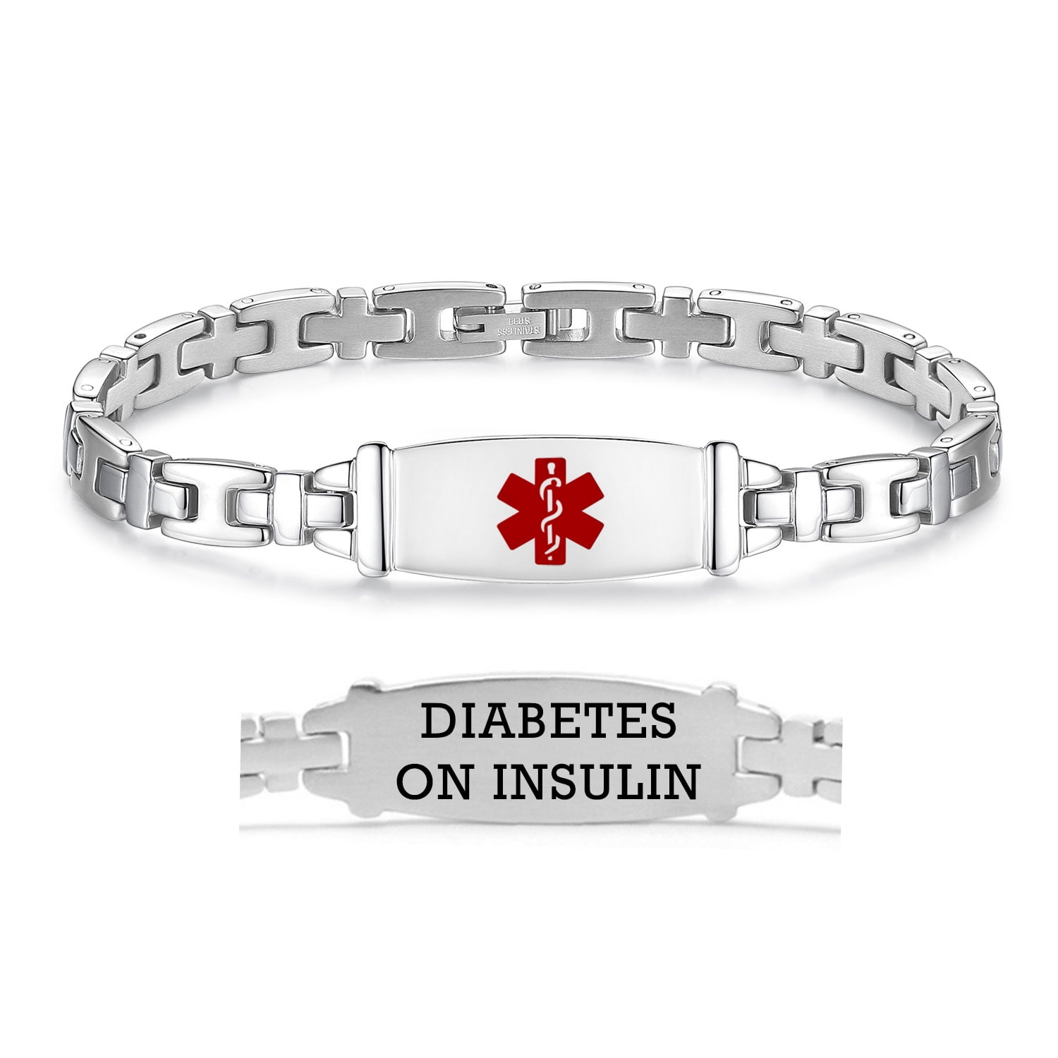 LinnaLove 7 1/2 in Lady Medical Alert id Bracelets-Stainless steel ...