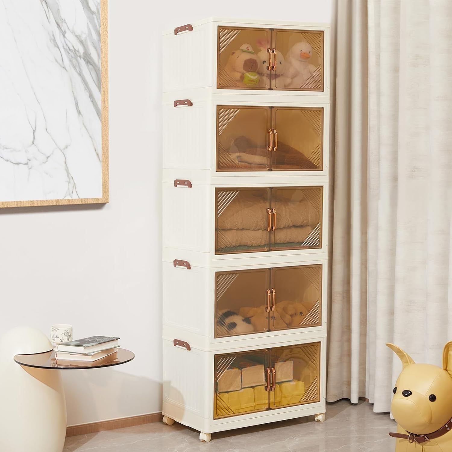 Linnerex 5-Tier Storage Bins with Lids, 97QT Stackable Storage Bins ...