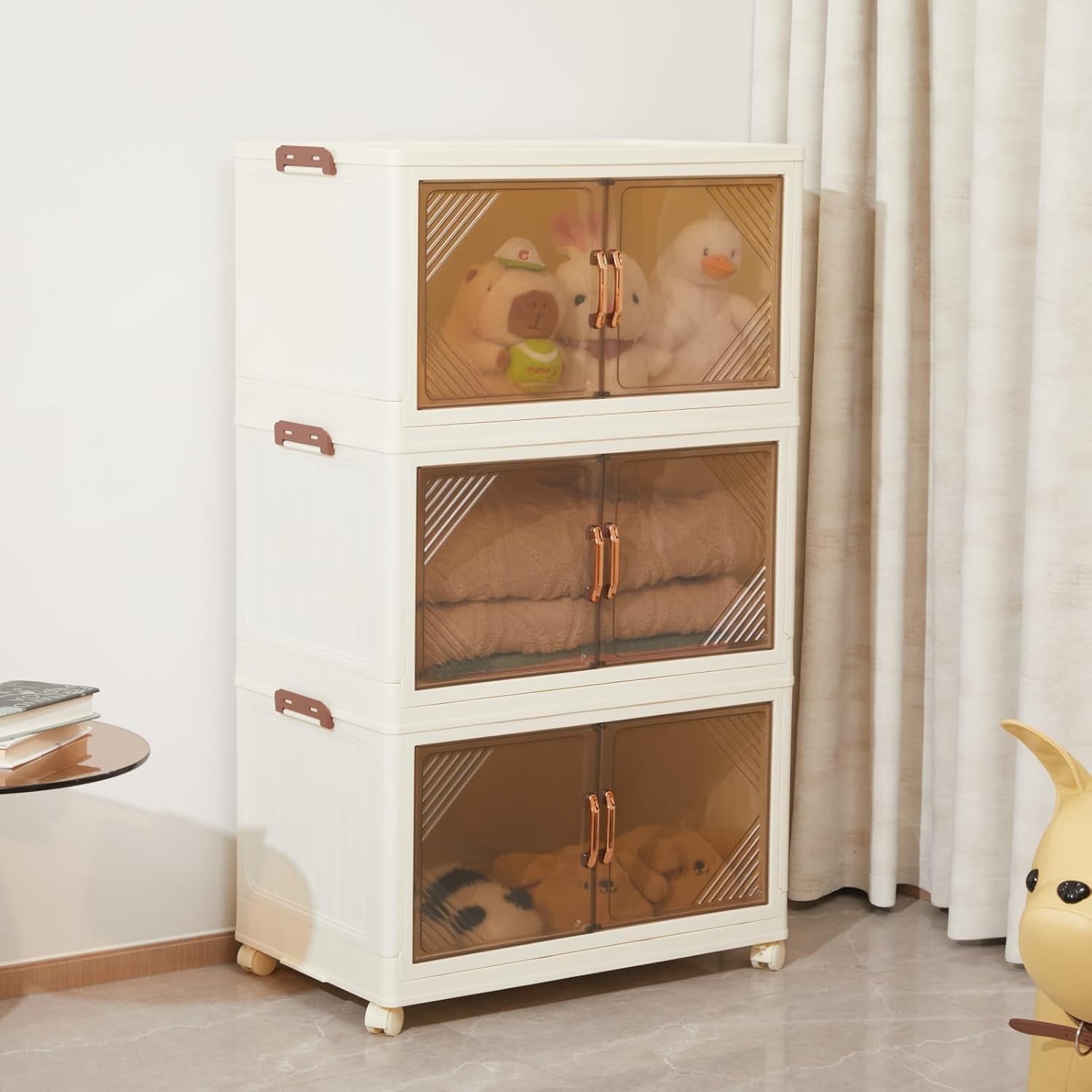 Collapsible Drawers EnHomee 4 Pack Stackable Storage Bins With Lids ...