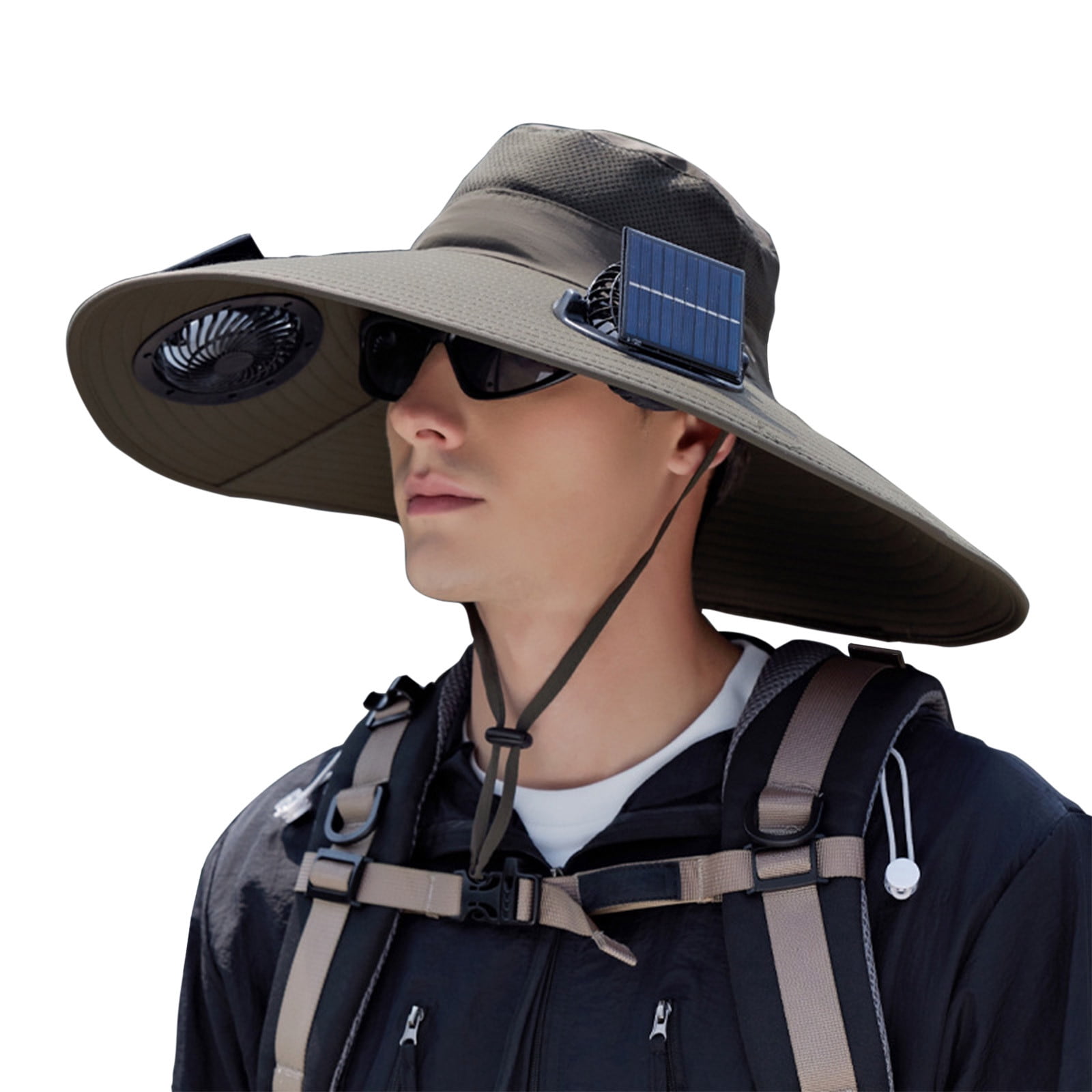 Linnome 1 Packs Upgrade Solar Fan Hat | Dual-Powered Sun & USB-C ...