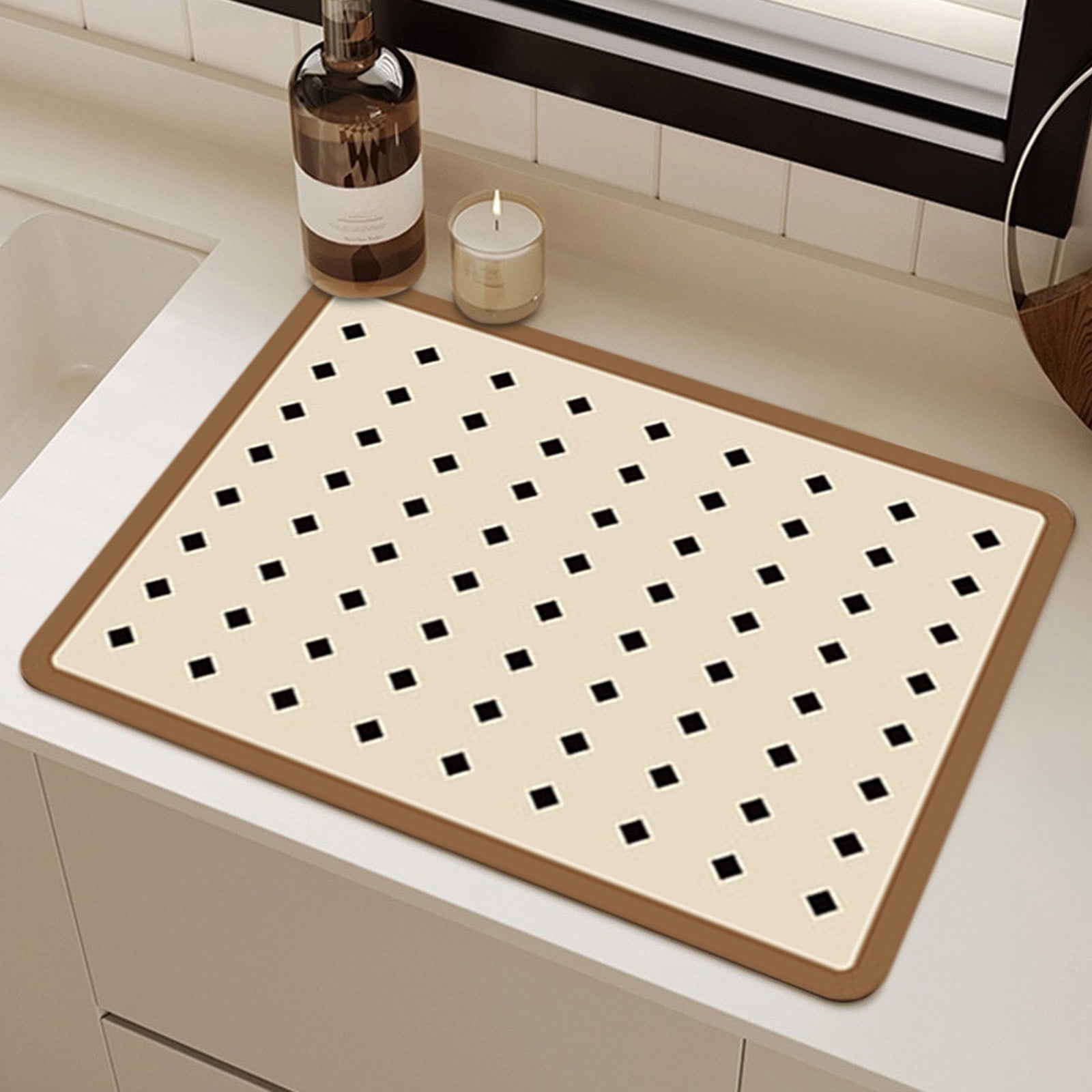 Linnome 11.81 x 15.75 Inch Rubber Drain Pad Heat Resistant Non Slip Pad ...