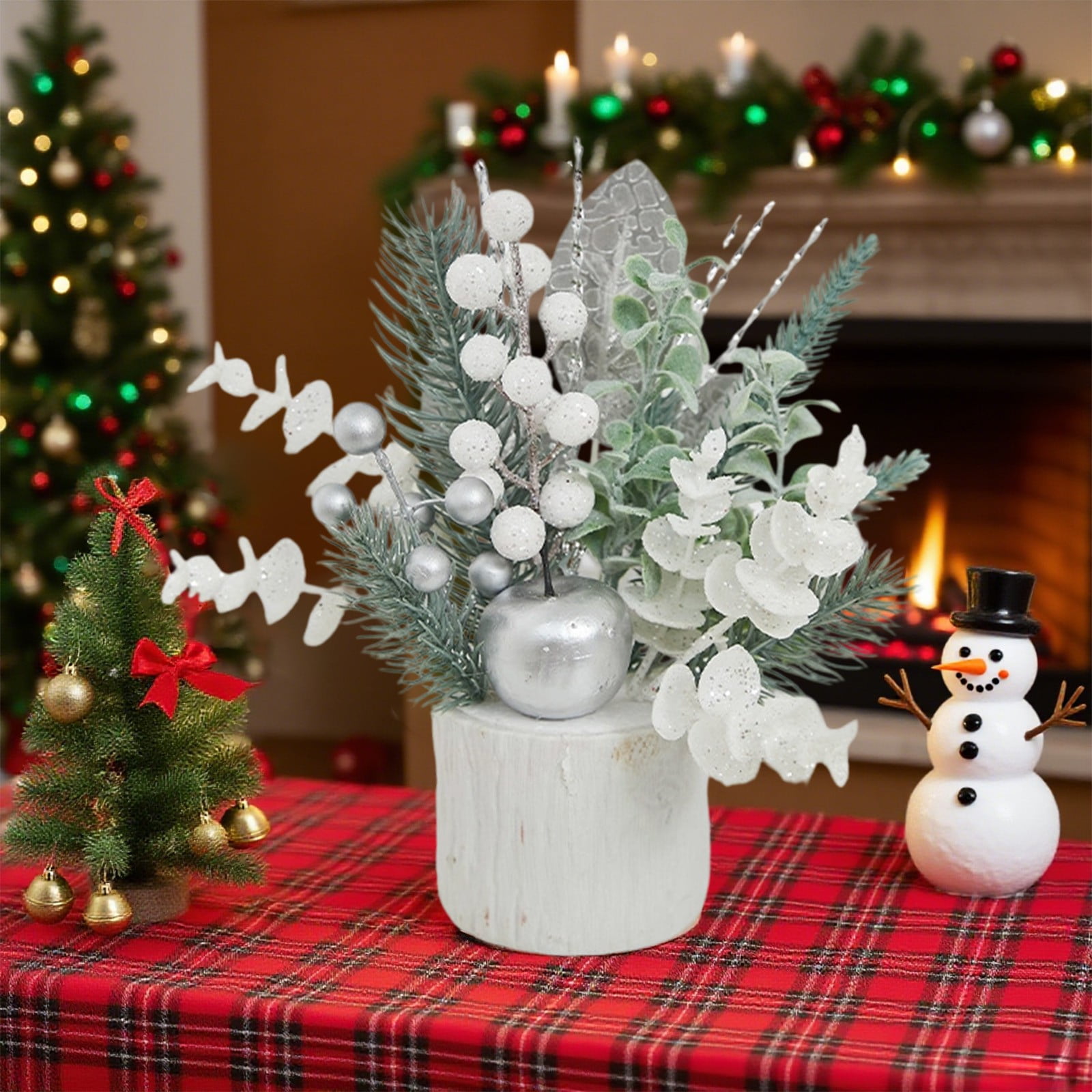 Linnome Artificial Miniature Christmas Tree Set, Tabletop Decor for ...