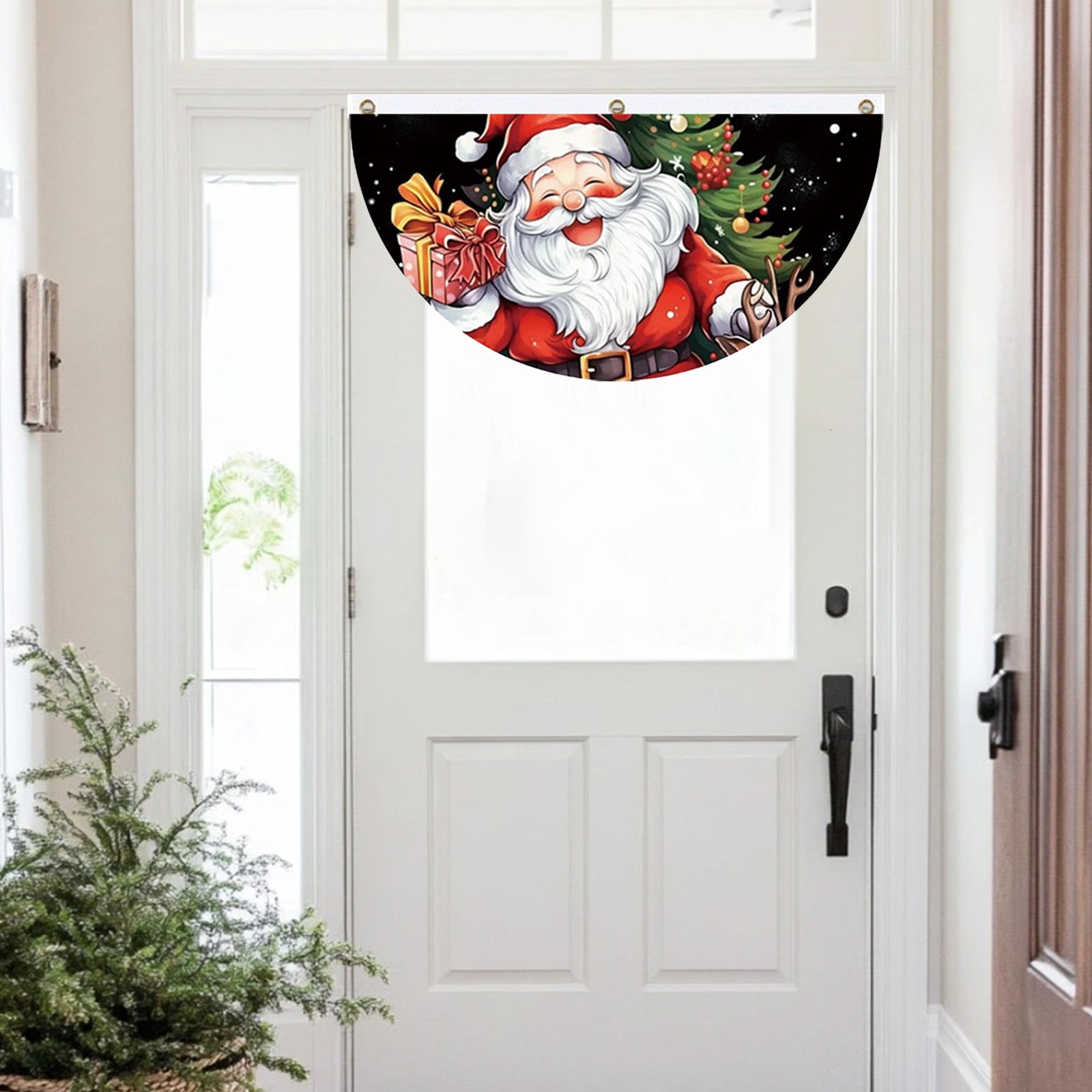 Linnome Christmas Fan Banners Santa Elements Welcome Banners Fabric ...
