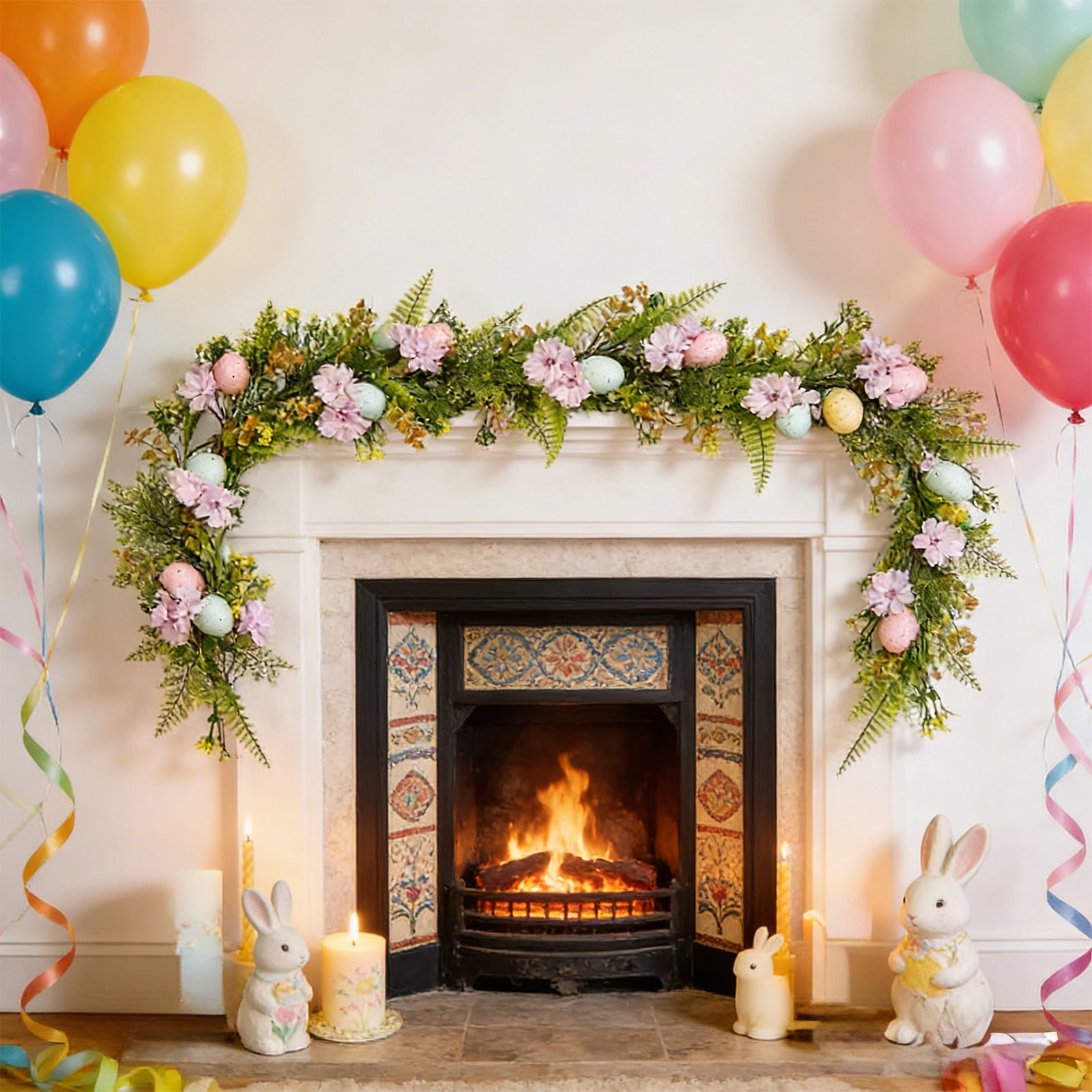 Linnome Easter Egg Garland 72.8In Egg Berry Twig Wreath for Home Indoor ...