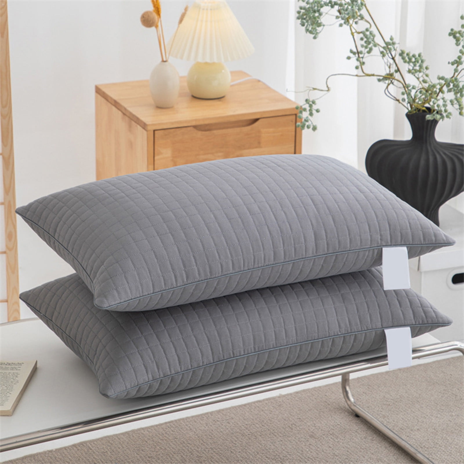 Linnome Hotel Grade Down Pillow with Exquisite Plaid Craftsmanship for ...