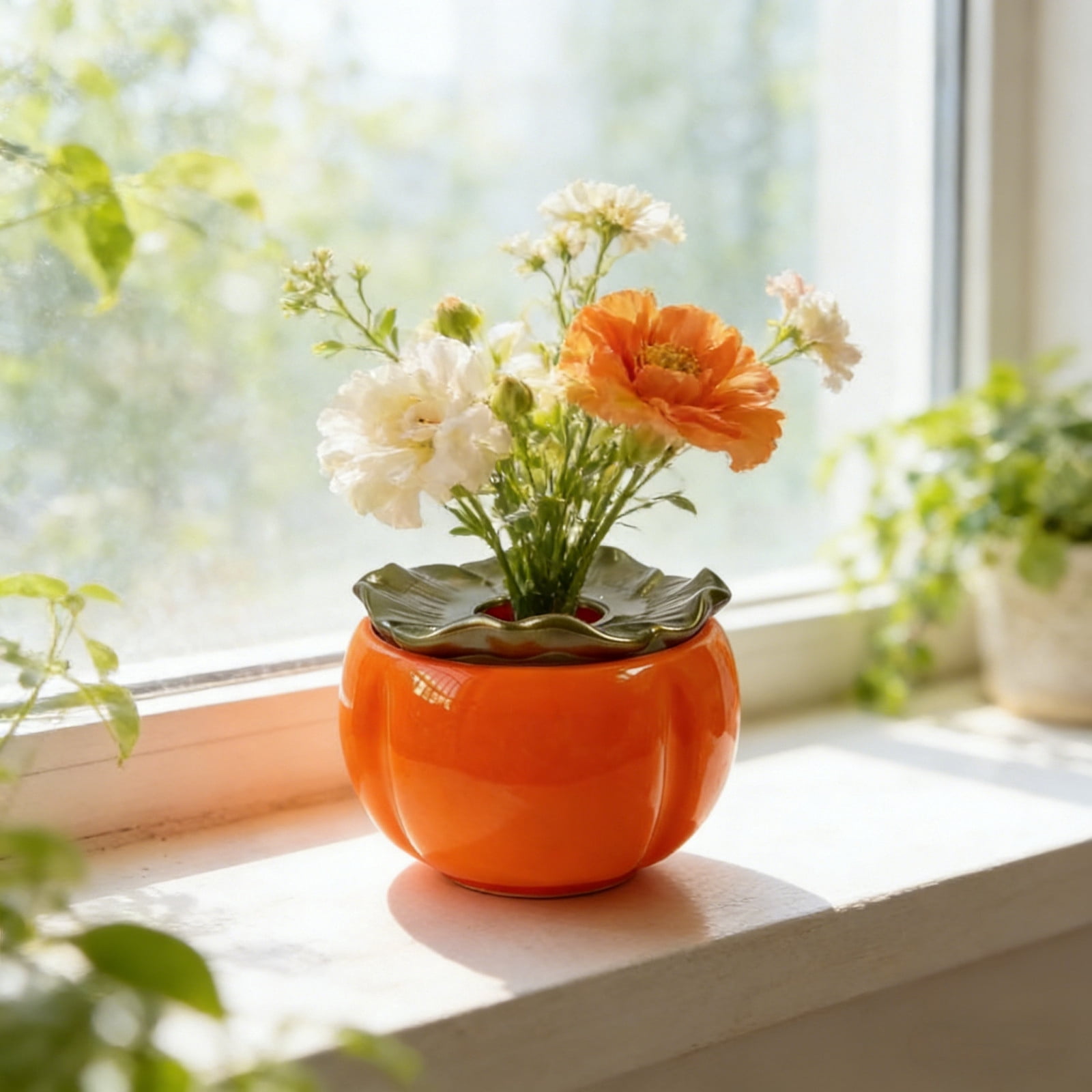 Linnome Orange Simulated Persimmon Plastic Vase Faux Fruit Table ...