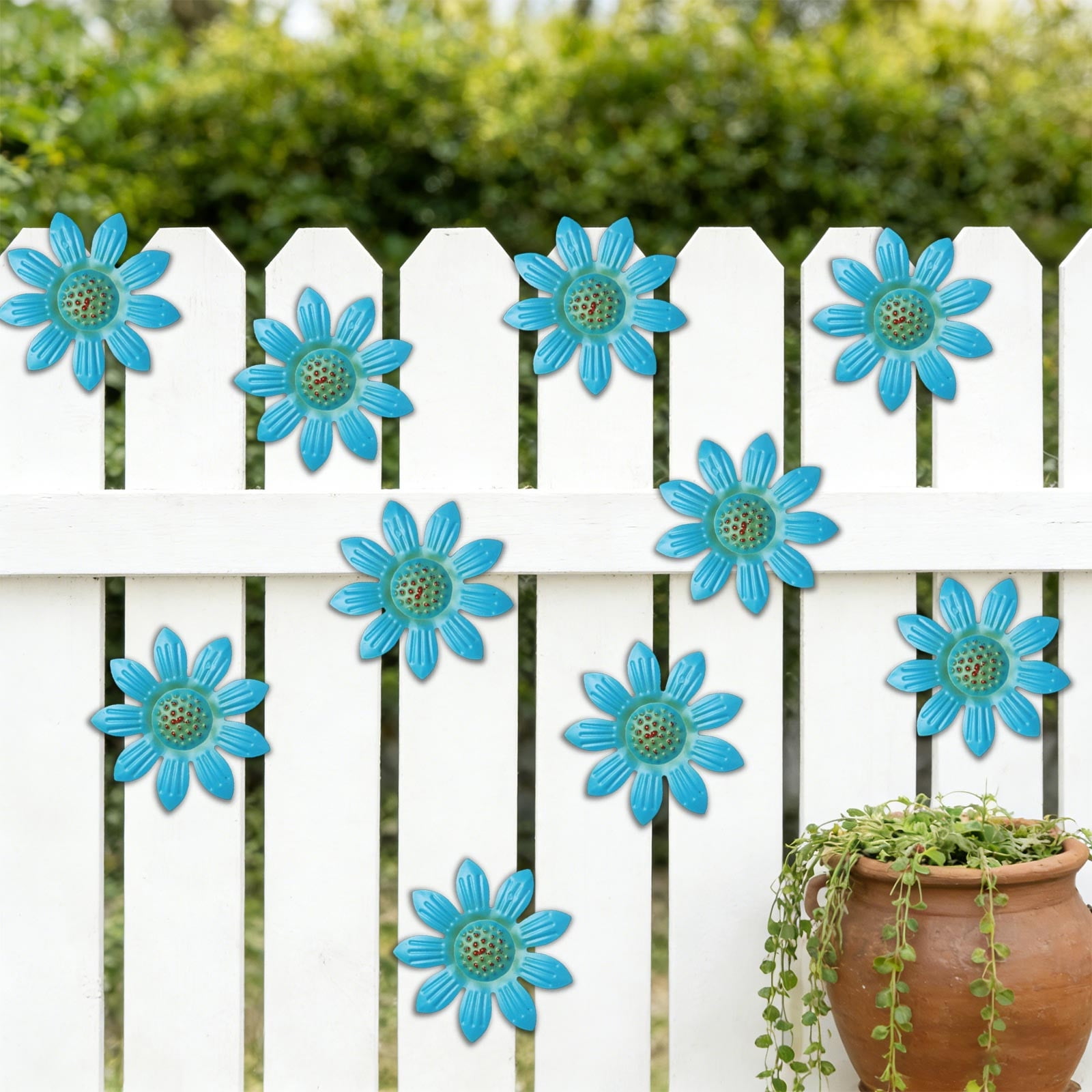 Linnome Outdoor Garden Iron Floral Wall Hanging Creative Horticultural ...