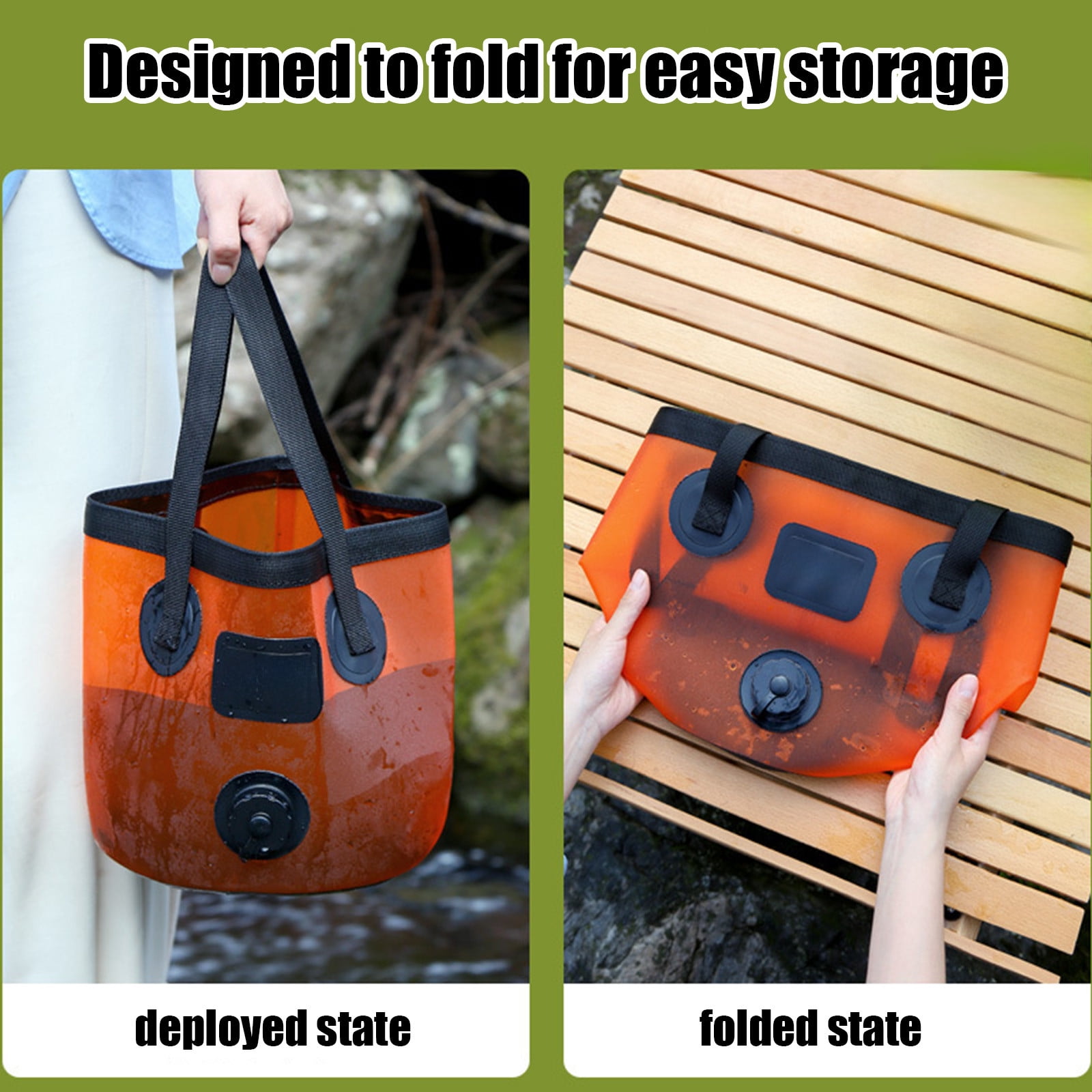 Linnome Pack of 1 5 Gallon Outdoor Folding Fishing Buckets Carrying ...