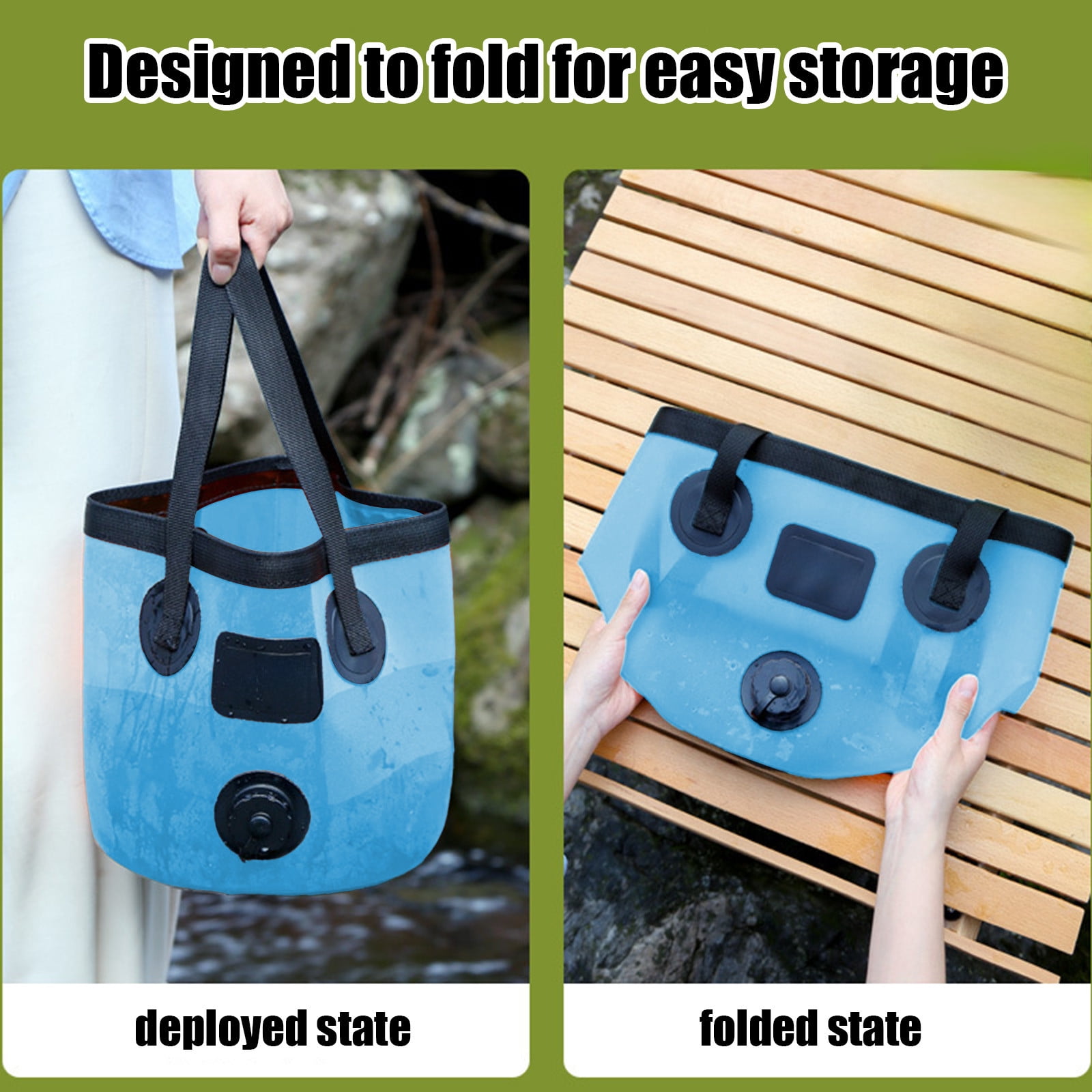 Linnome Pack of 1 5 Gallon Outdoor Folding Fishing Buckets Carrying ...