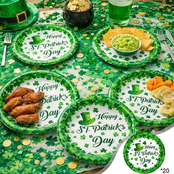 Linnome St. Patrick's Clover Themed Party Paper Plates Tissues And Cups ...