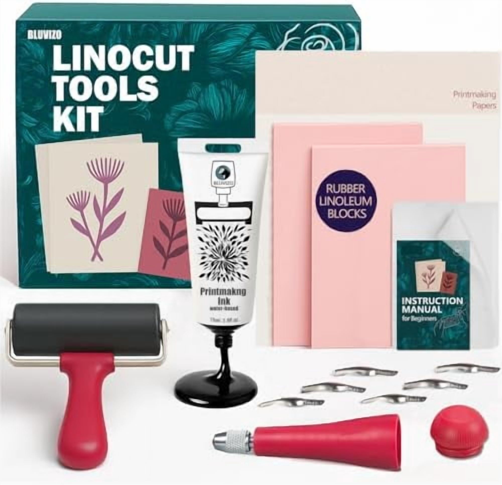 Linocut Tools Block Printing Kit: Stamp Carving Printmaking Kit ...