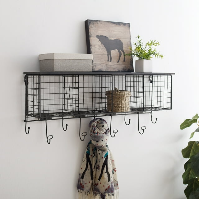 Linon 4-Cubby Floating Wall Shelf, Black - Walmart.com