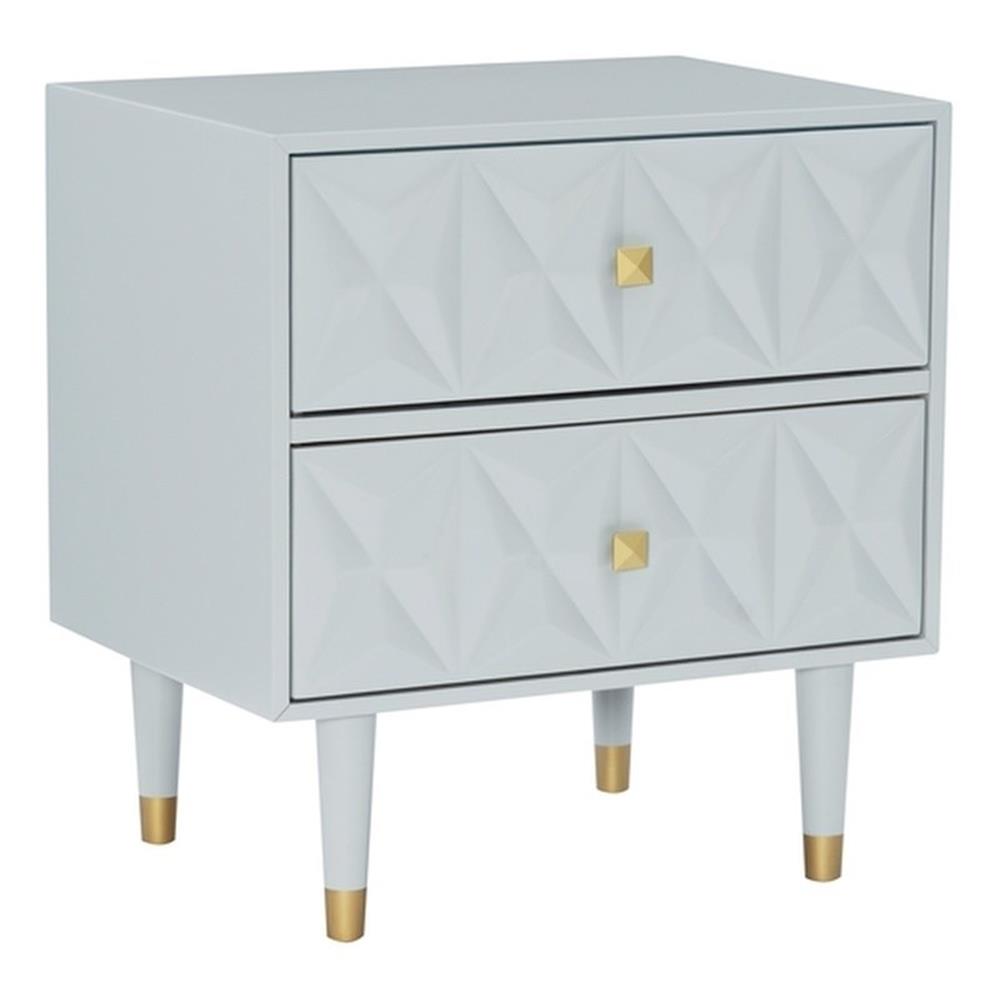 Linon Alick Wood Geo Texture 2 Drawer Nightstand with Gold Hardware in ...