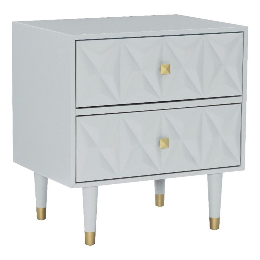 Linon Alick Wood Geo Texture 2 Drawer Nightstand with Gold Hardware in ...