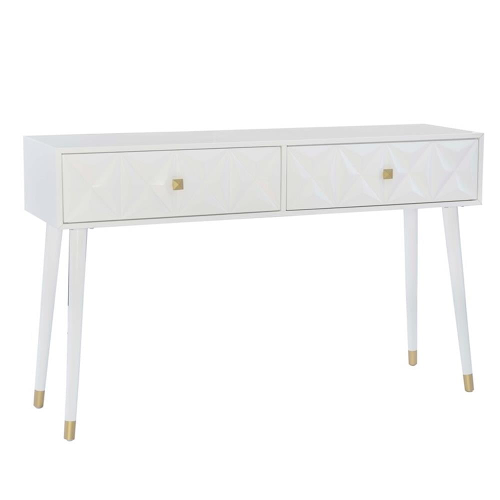 Linon Alick Wood Geo Texture Console Table Drawers Gold Hardware in ...