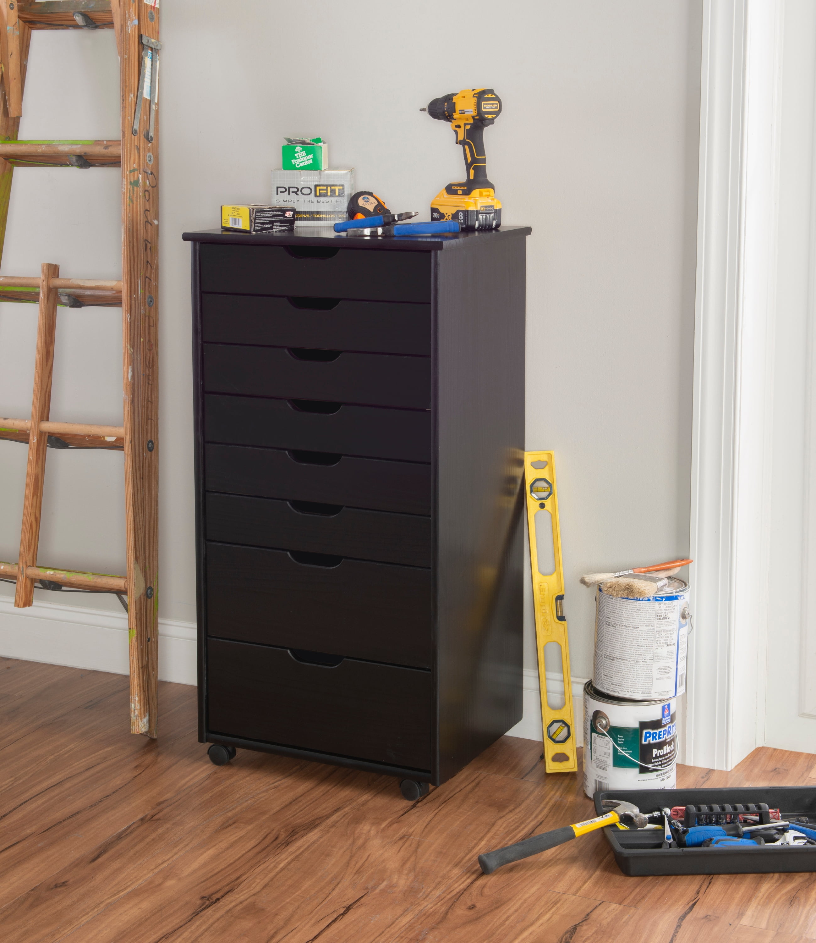 Linon Ansley 8-Drawer Rolling Storage Cart, Black - Walmart.com