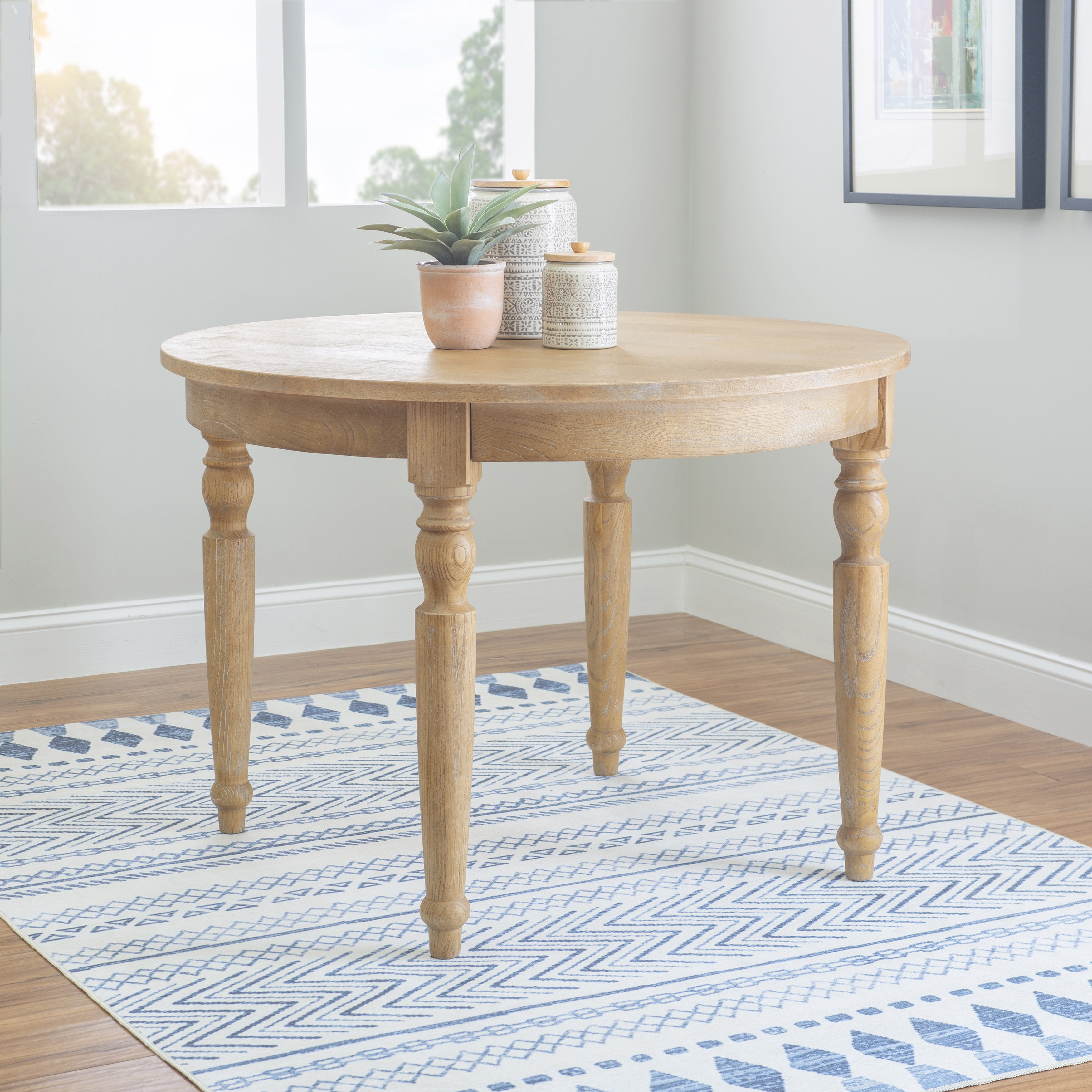 Linon Anthem 42" Round Rustic Dining Table with Turned Legs - Walmart.com